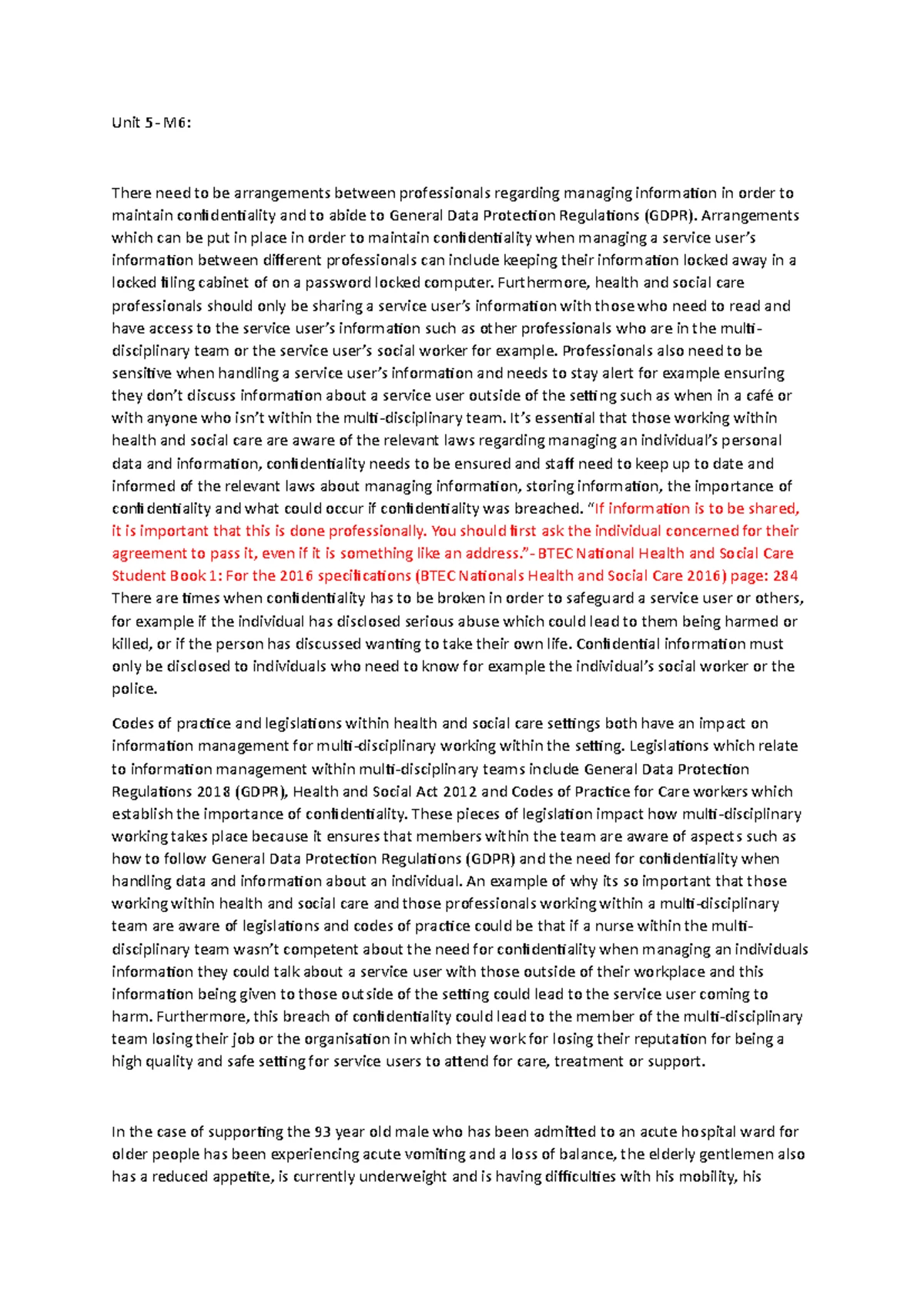 UNIT 14 physiological disorders and their care task 1 - Unit 14 ...