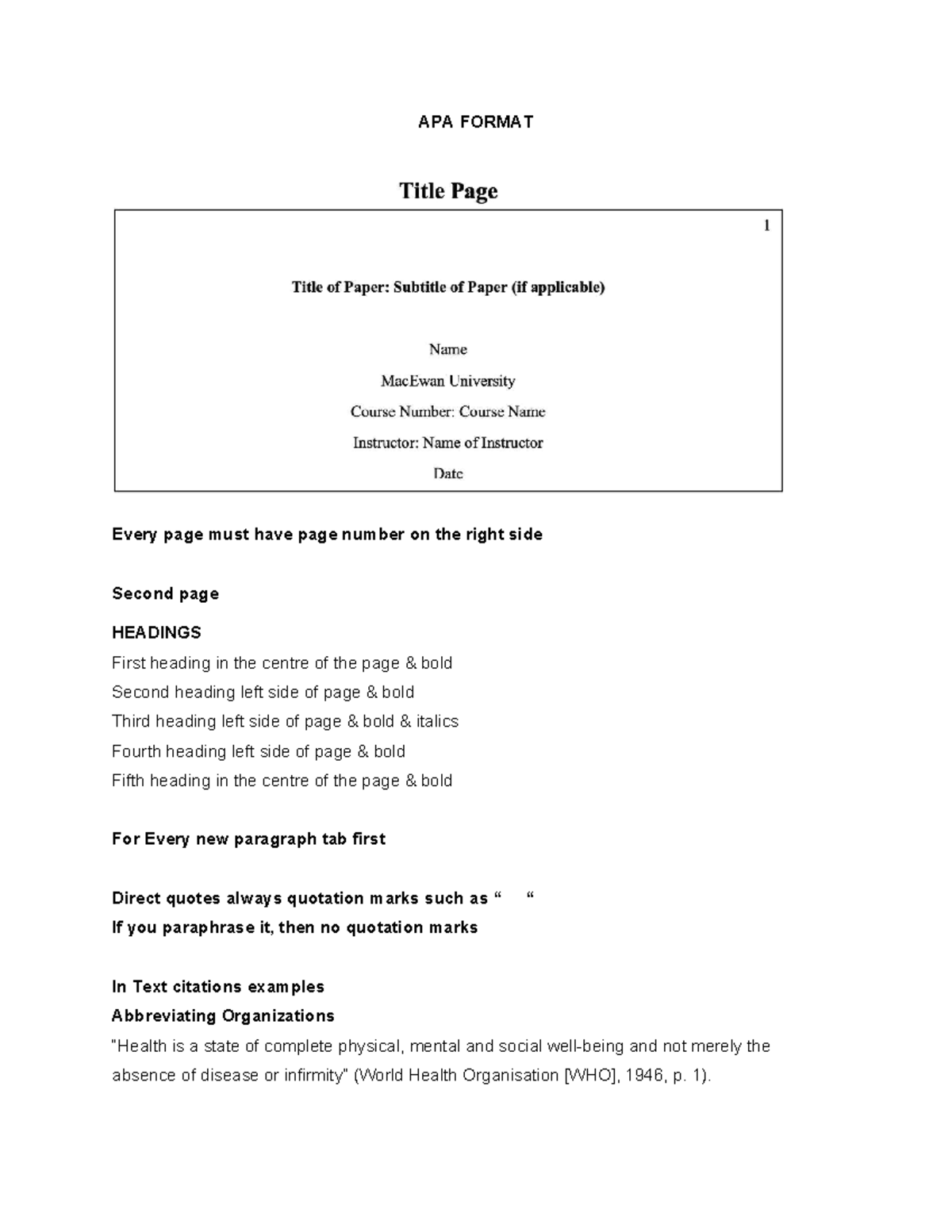 APA FORMAT Guidelines and Examples for Academic Writing - Studocu