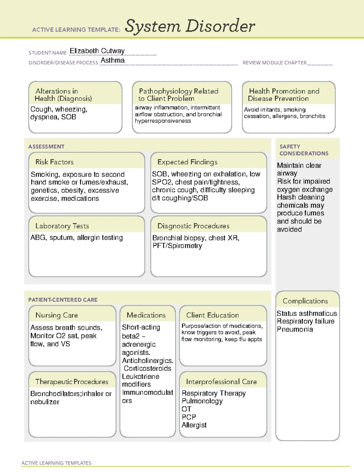 ATI system Disorder - Myocardial Infarction - ACTIVE LEARNING TEMPLATES ...