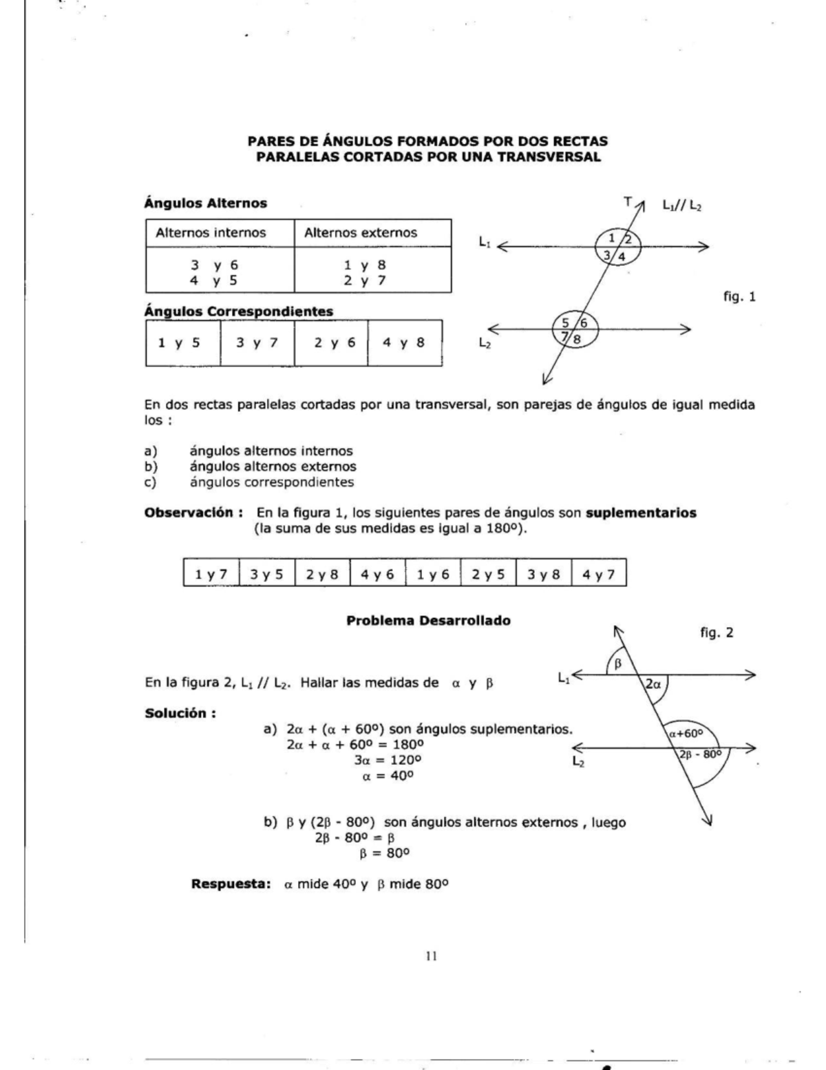 Guía de Geometría 010: Ángulos Formados por Rectas Paralelas y ...