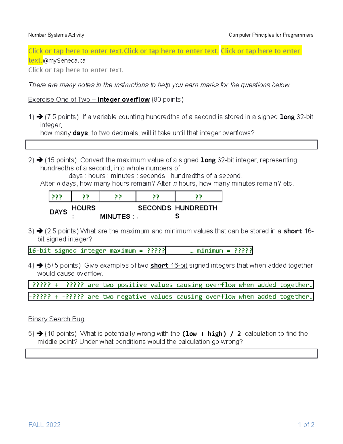CP4P Number Systems Activity Answers - Number Systems Activity Computer ...