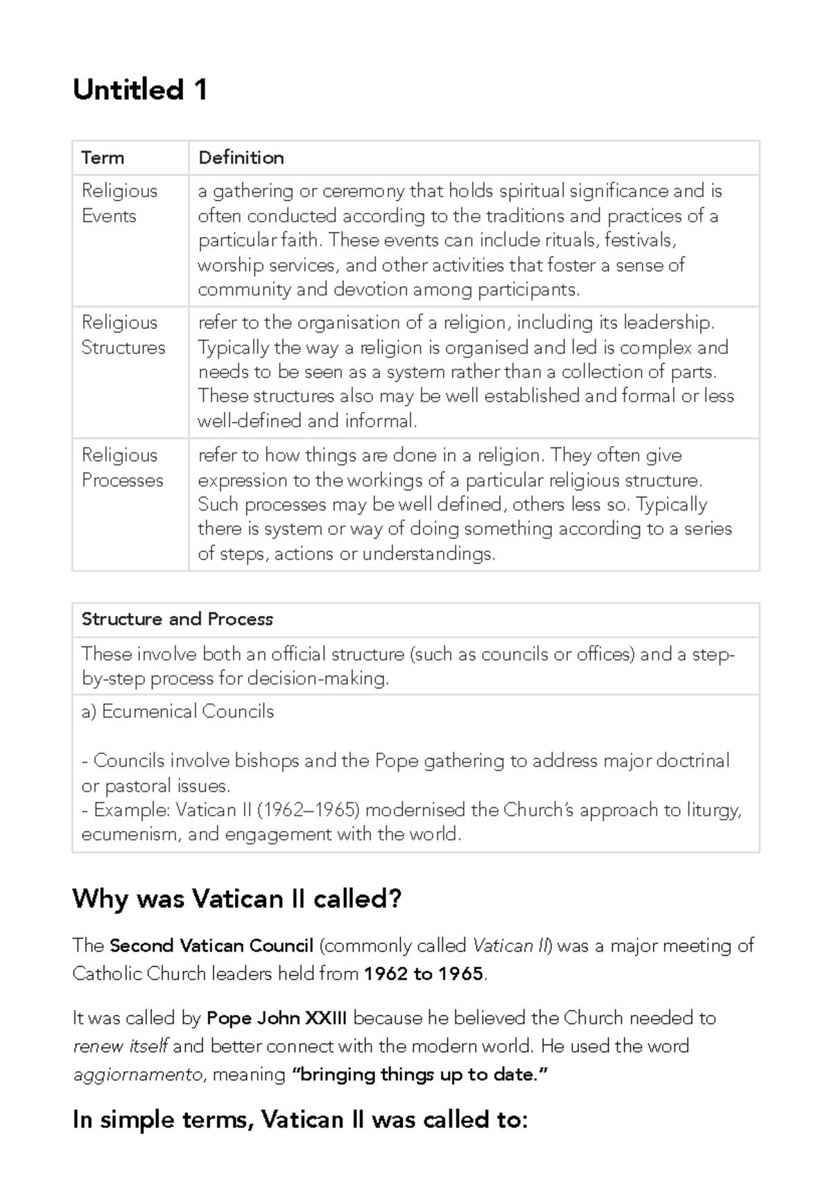 Rel T2 Notes - Vatican II: Impact on Catholicism and Society - Studocu