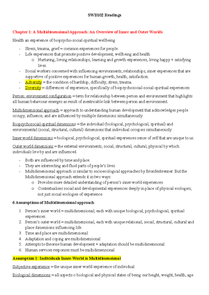 SWHS 101: Student Assessment Criteria and Reflection Analysis - Studocu
