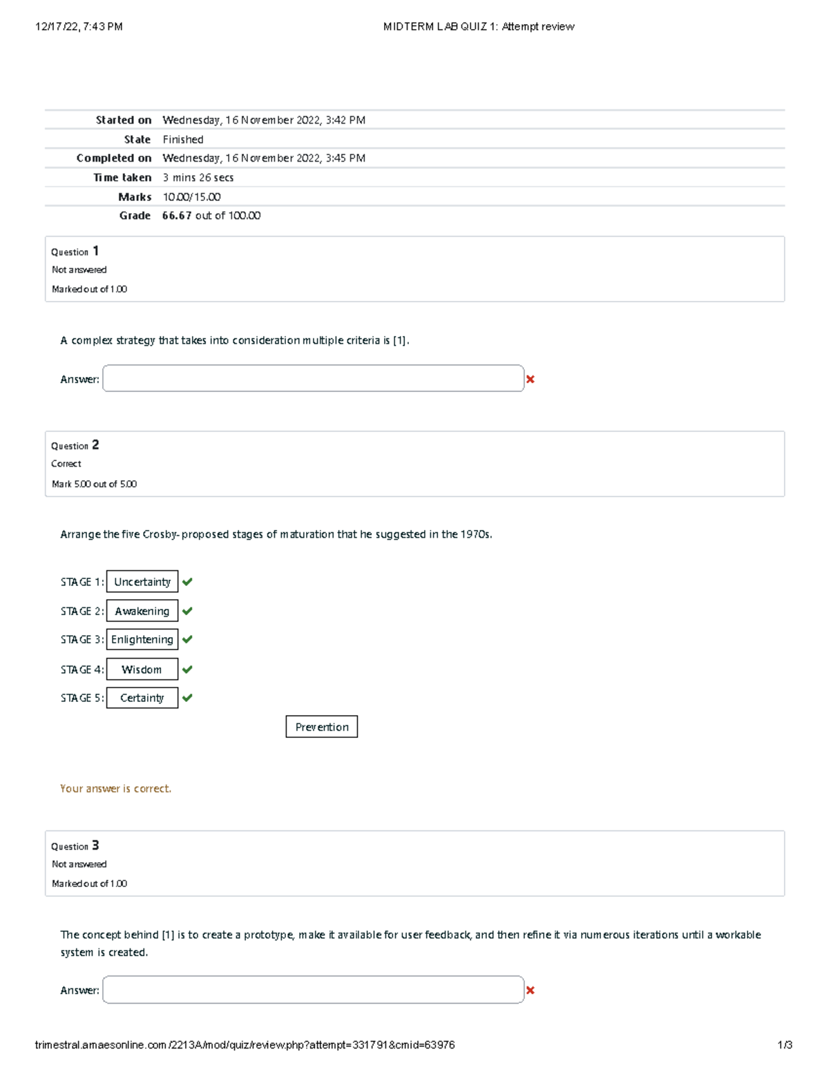Midterm LAB QUIZ 1 Attempt review - 12/17/22, 7:43 PM MIDTERM LAB QUIZ 1: Attempt review - Studocu