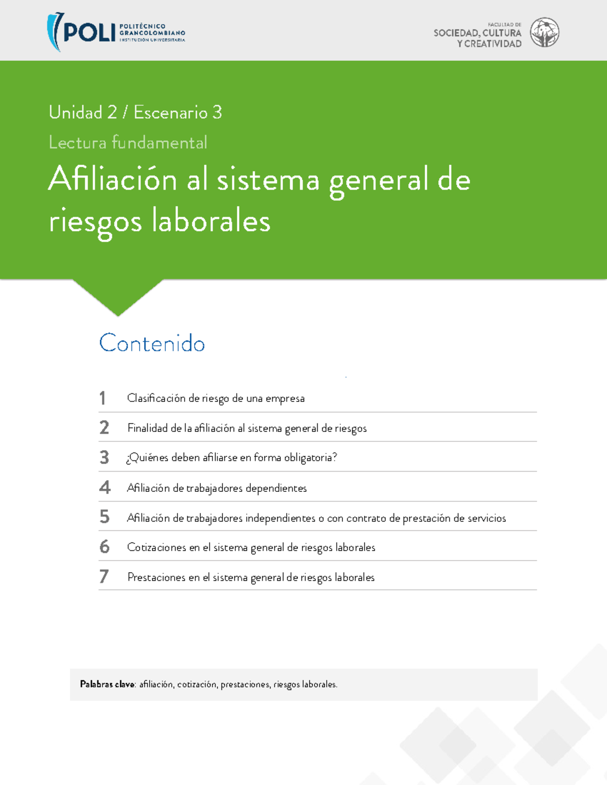 Afiliación, Cotización y Prestaciones en Riesgos Laborales - ESC 3 ...