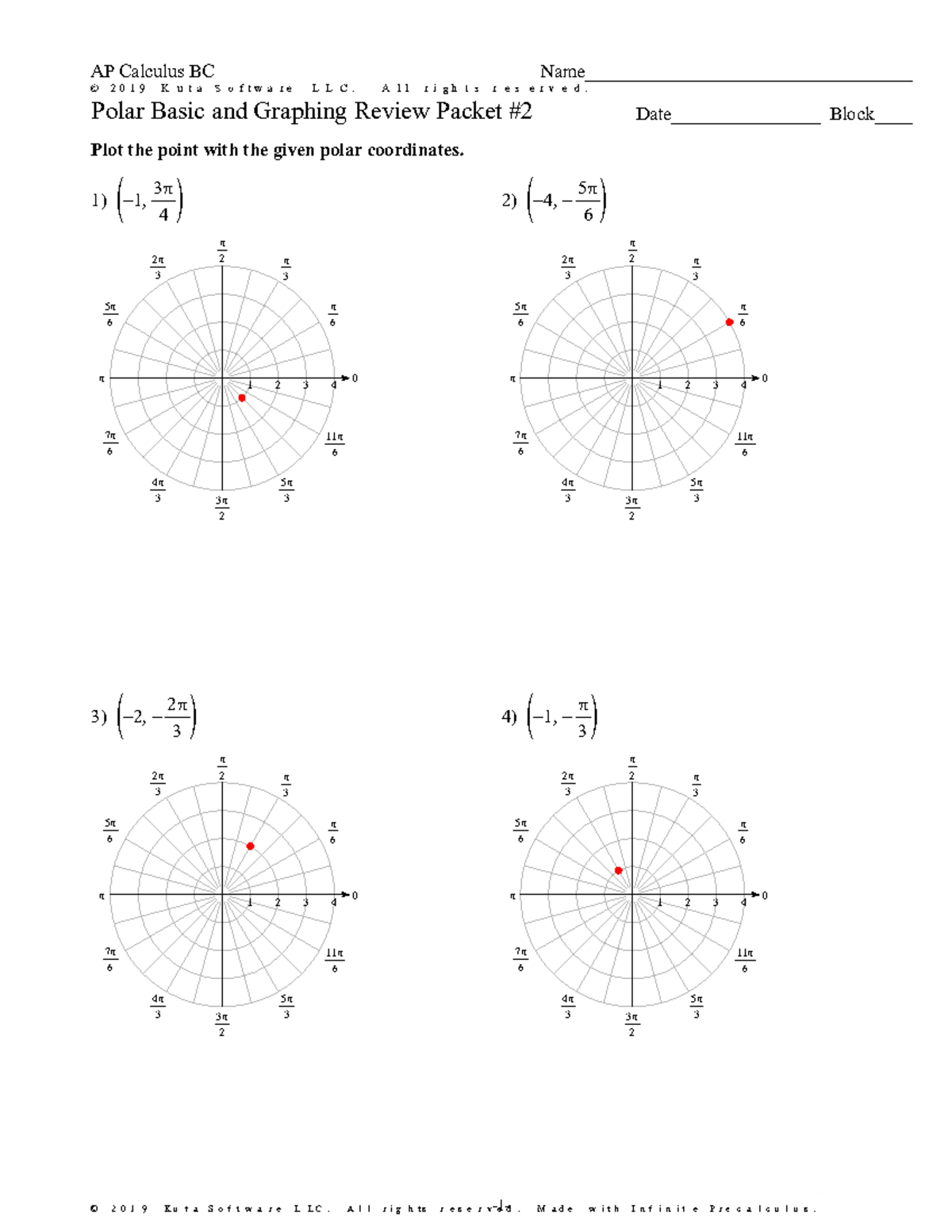 AP Calculus BC Polar Basic and Graphing Review Packet #2 - ©G ] 2 C 0 ...