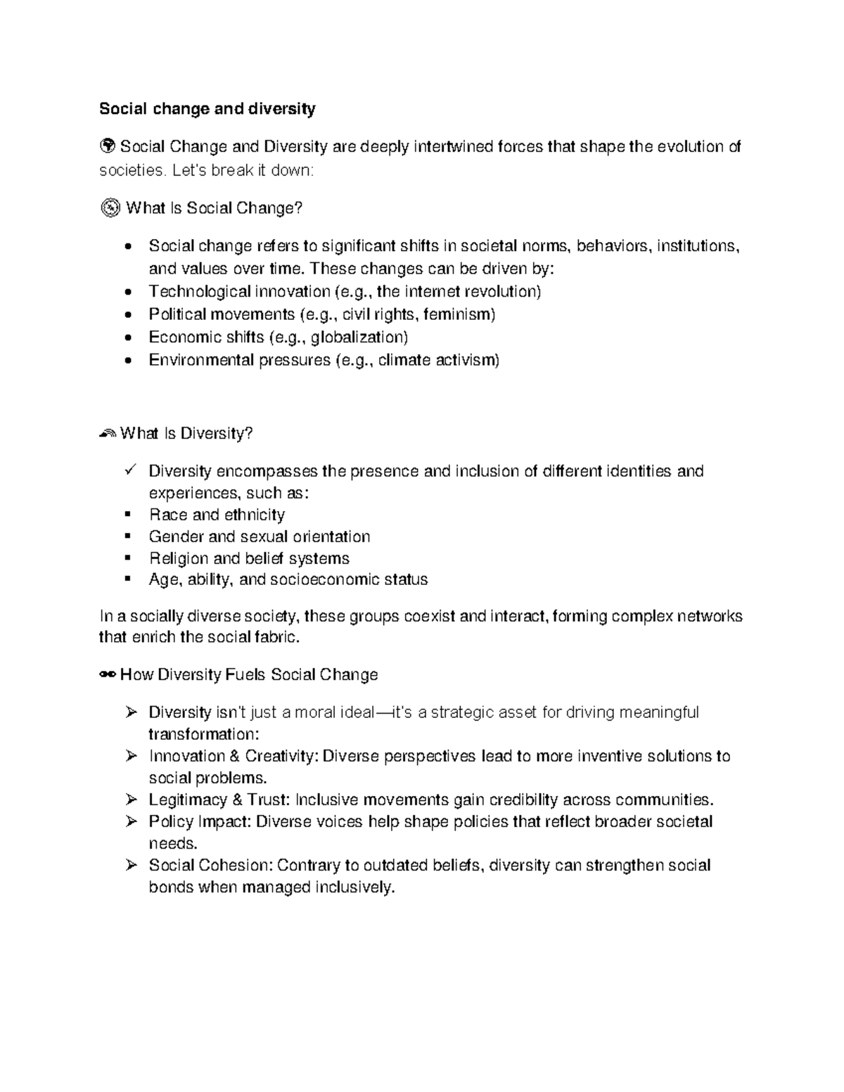 Module 3: Social Change and Diversity Insights and Impacts - Studocu