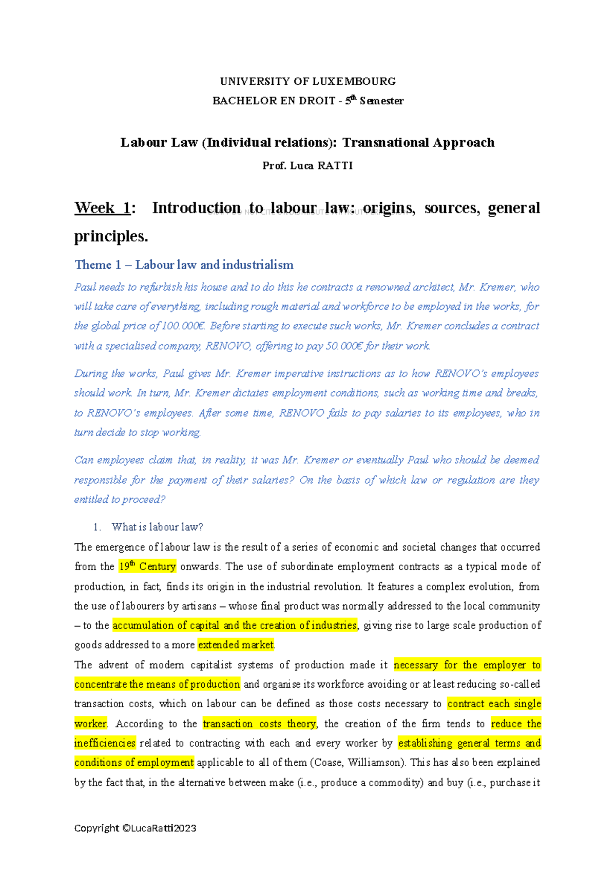 Labour Law (5th Sem) Lecture 1: Introduction to Key Concepts and ...