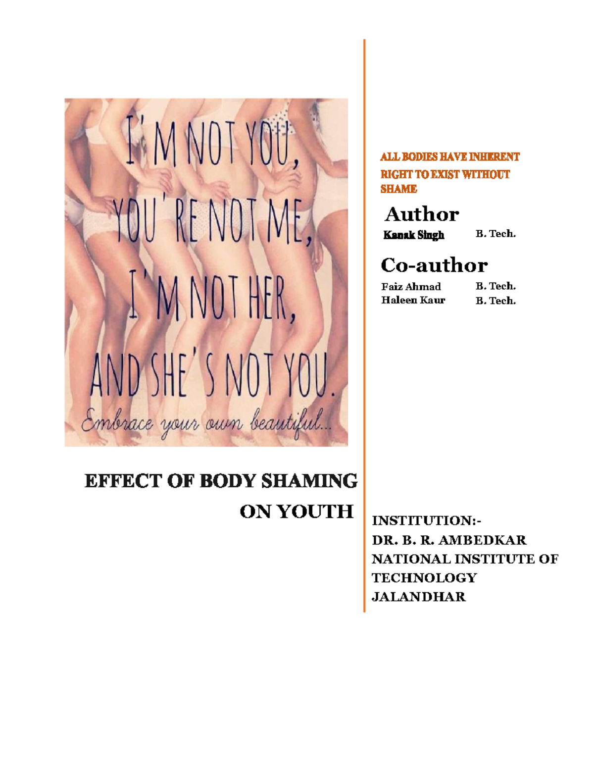 Factors, resons and types of body shaming - ON YOUTH Author Faiz Ahmad ...
