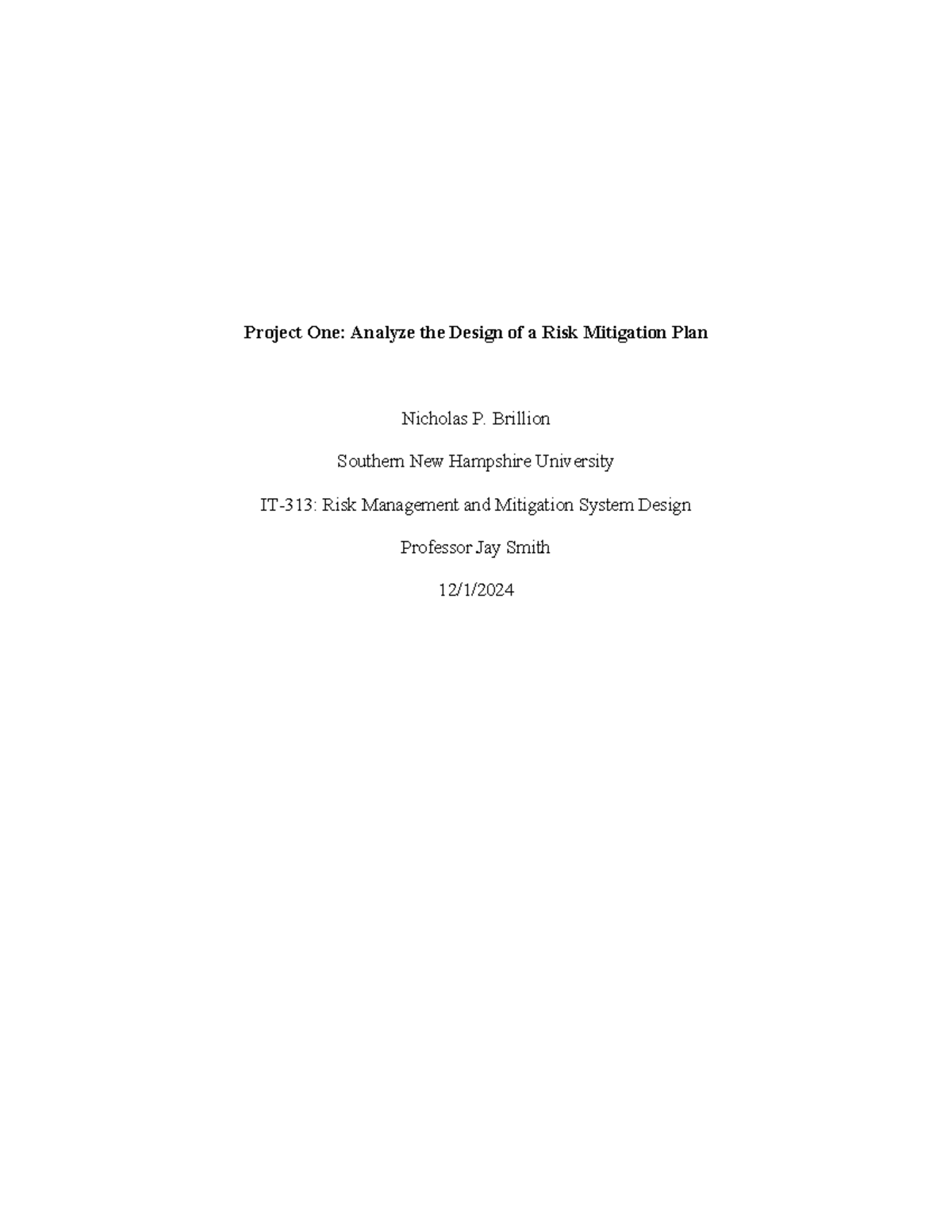 IT-313 Final Project: Risk Mitigation Plan Analysis for WWCU - Studocu