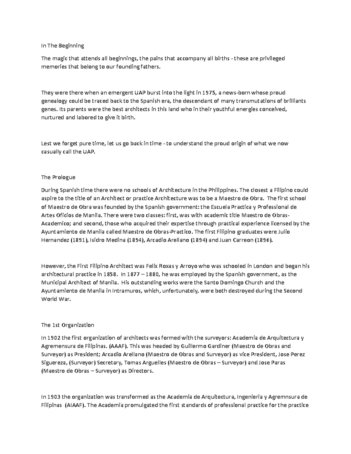 UAP - The Founding History of United Architects of the Philippines ...
