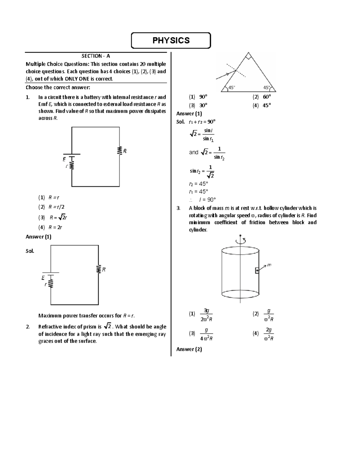 JEE Main 2026 Physics MCQs & Numerical Questions - 21 Jan Shift 2 - Studocu