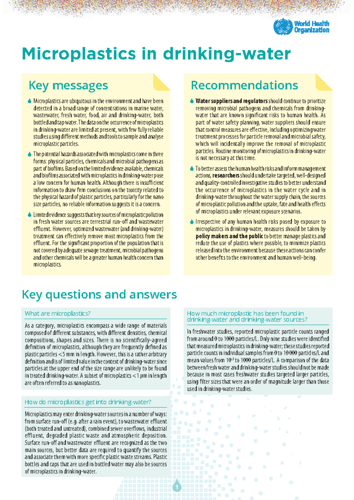 Microplastics in Drinking Water: Key Insights and Recommendations - Studocu