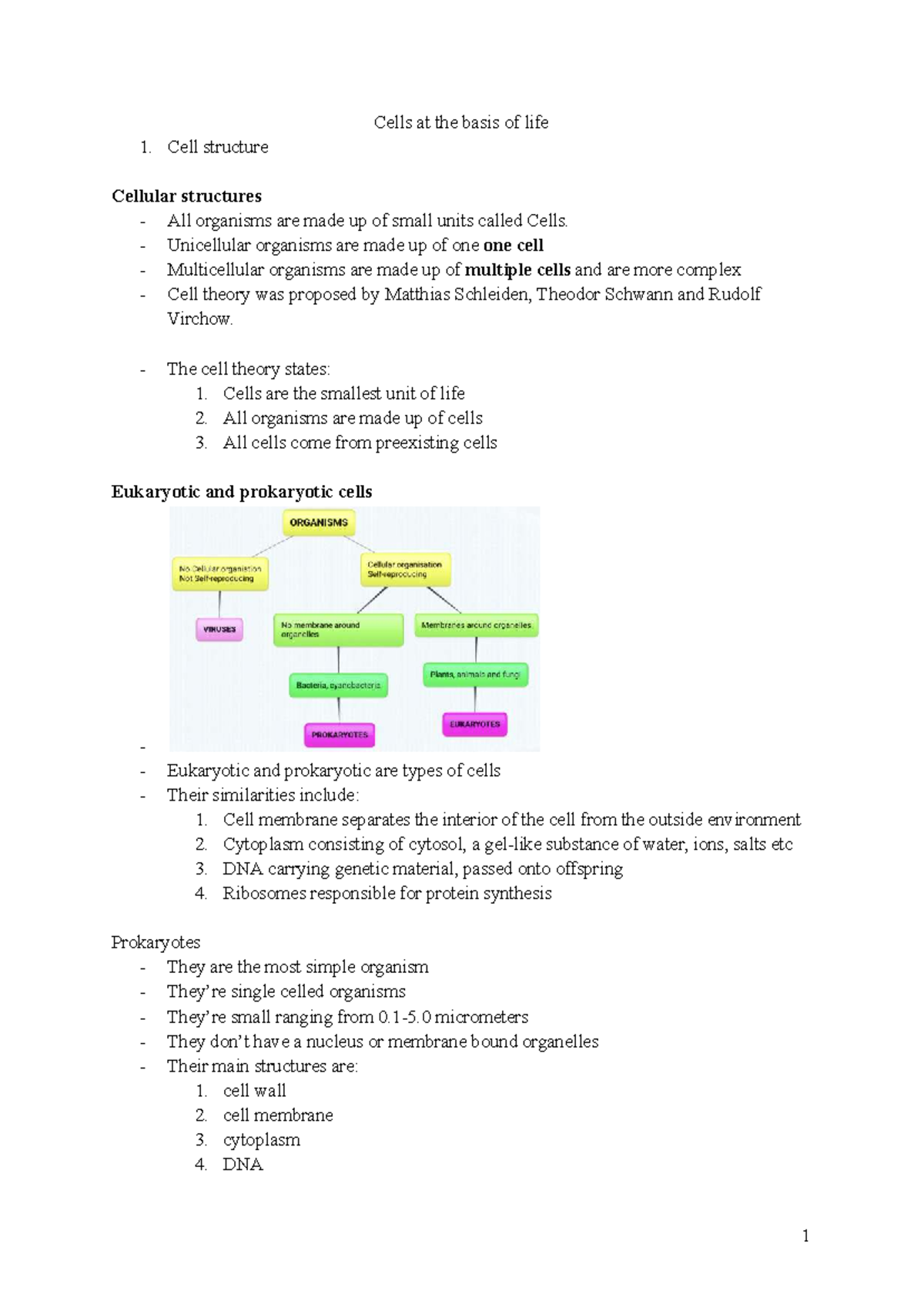 Biology Revision: Module 1 - Cell Structure and Function - Studocu