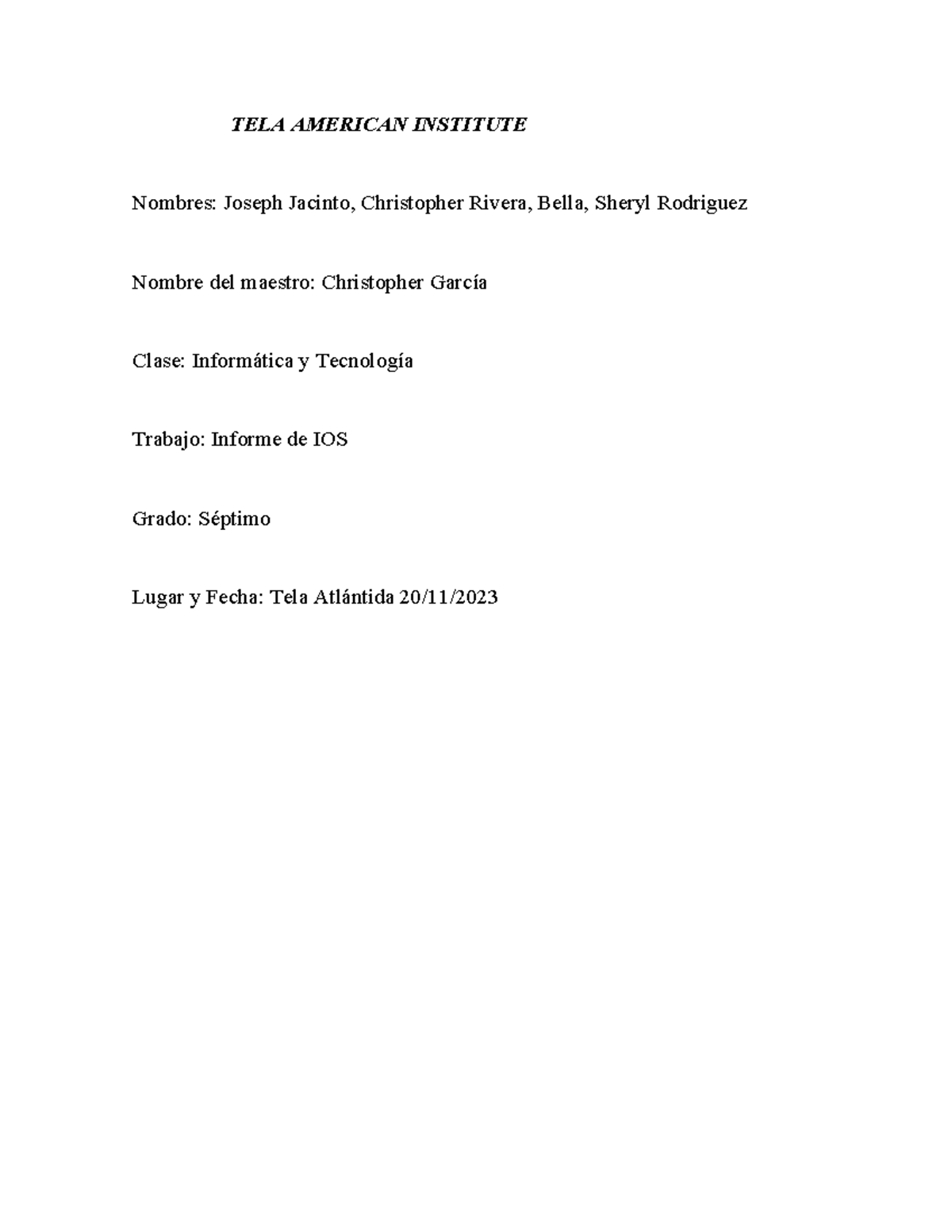 Informe sobre IOS - Evolución y Características (Séptimo Grado) - Studocu