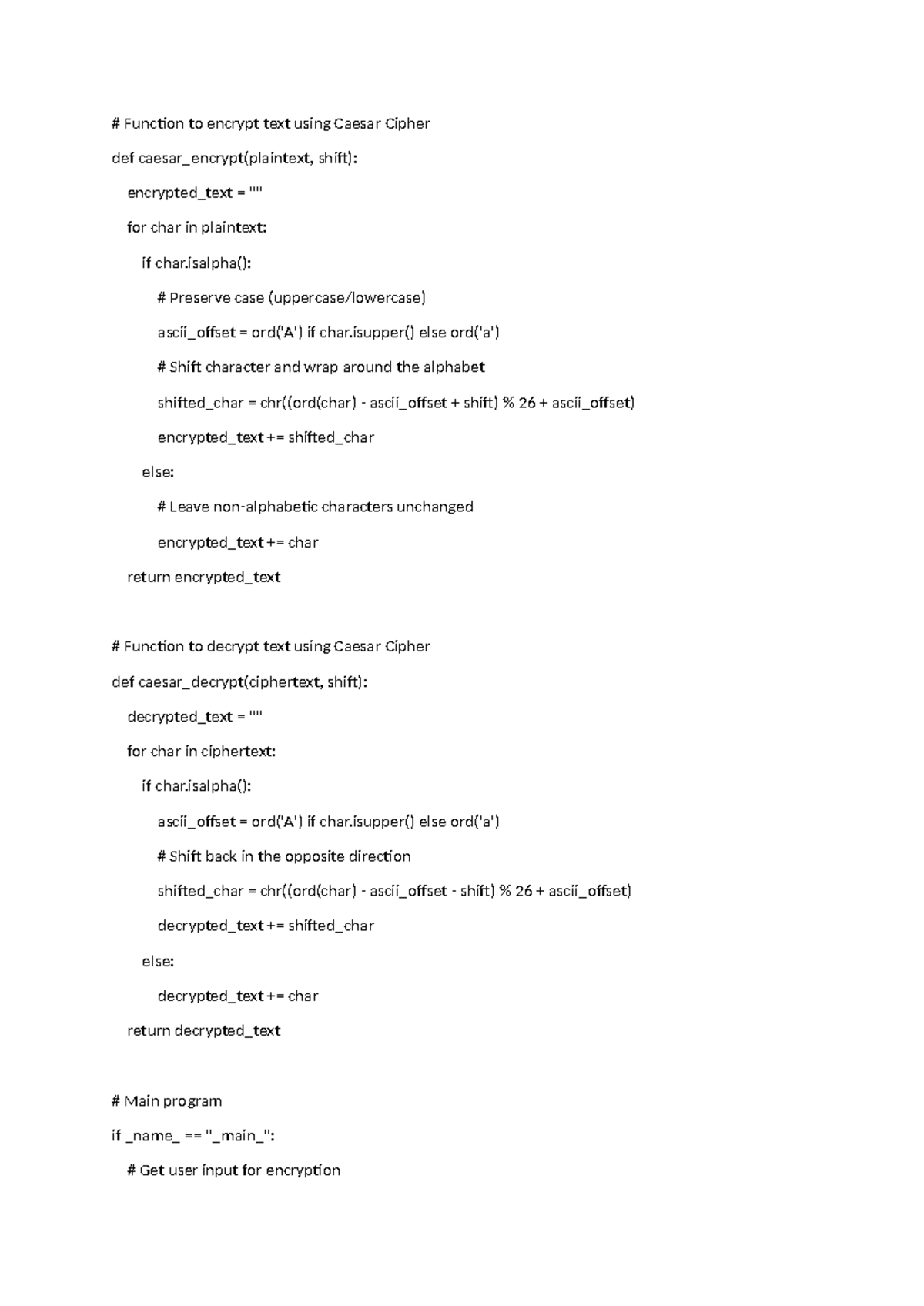 Caesar Cipher Encryption & Decryption Functions - Studocu