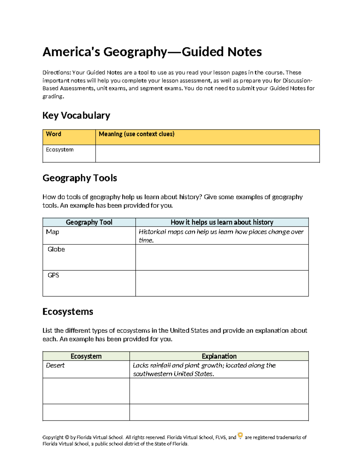 AMH 2020: America's Geography Guided Notes for Lesson Assessments - Studocu