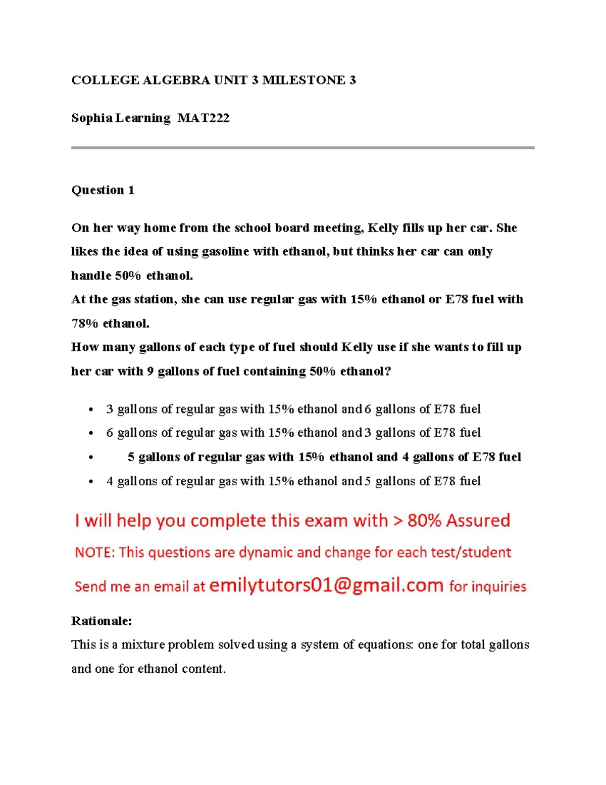 College Algebra UNIT 3 Milestone 3 Study Guide - Studocu