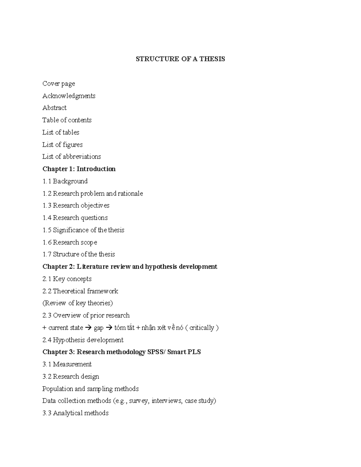 Thesis Structure Guide: Key Components and Methodology - Studocu