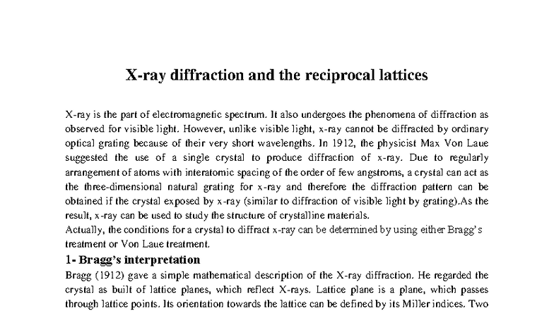 ST-Chapter 2 - Lecture Notes on Diffraction and Reciprocal Lattices ...