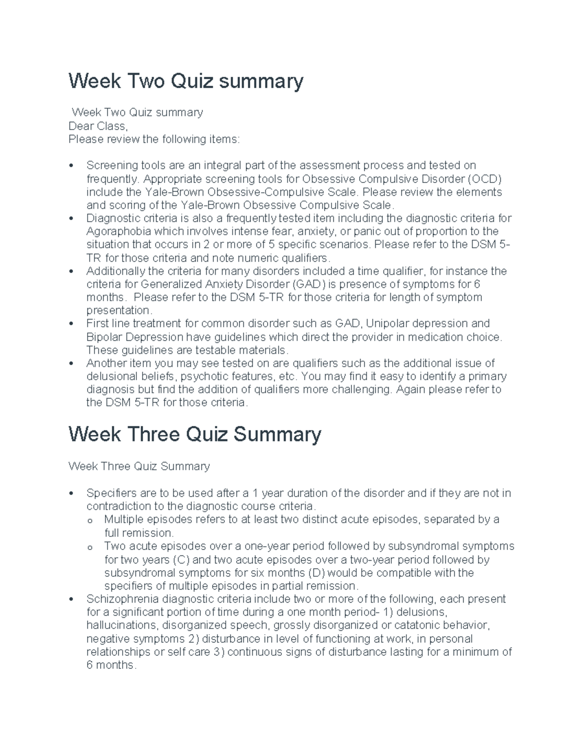 NR 547 Chamberlain Week 2 & 3 Quiz Key Concepts Summary - Studocu