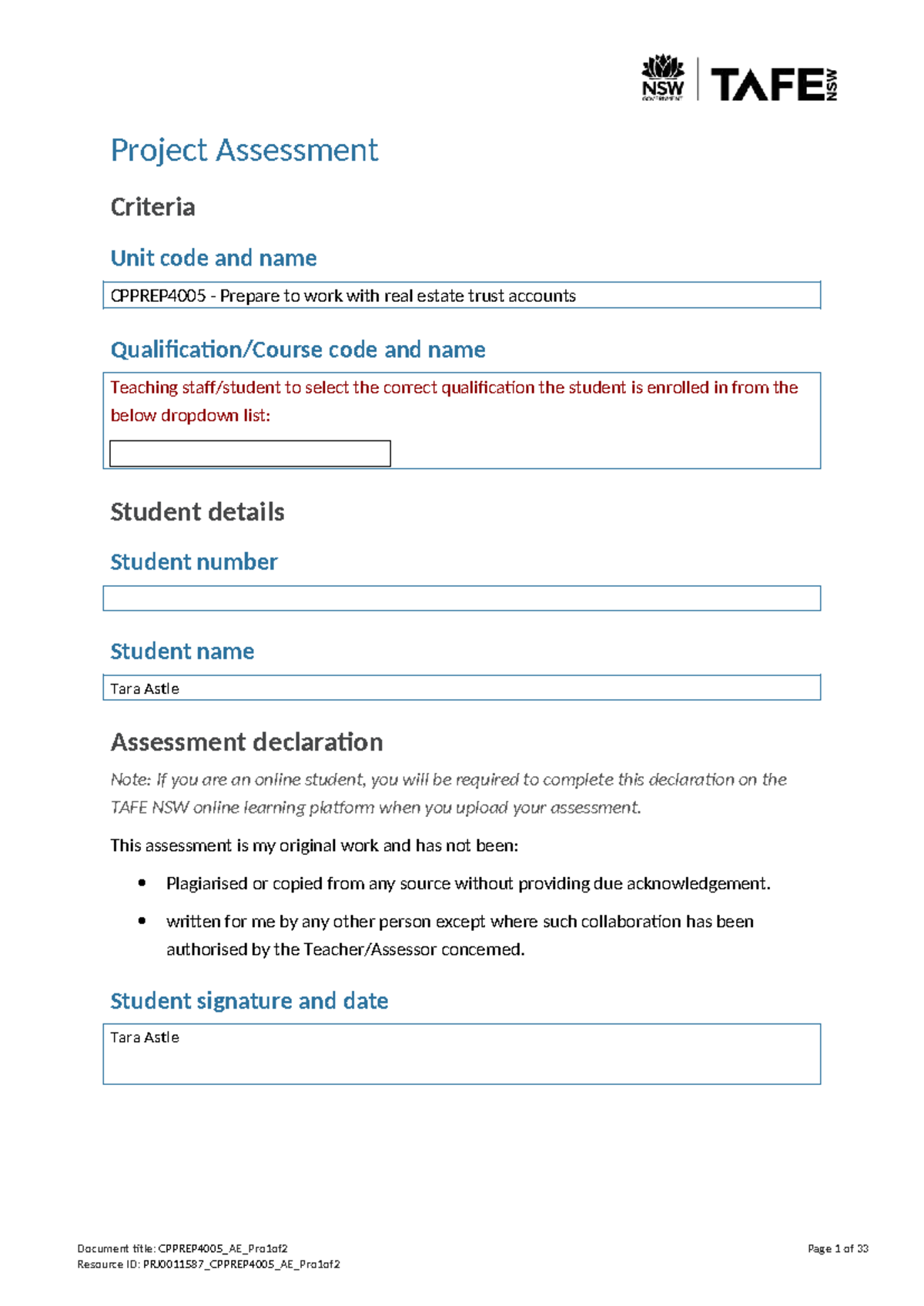 CPPREP4005 Project Assessment Criteria: Trust Account Management - Studocu