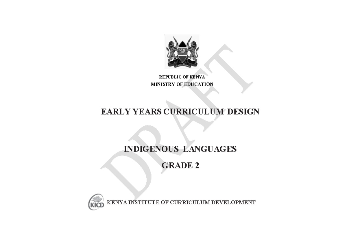 Grade 2 Indigenous Languages Curriculum Design Summary (2024) - Studocu