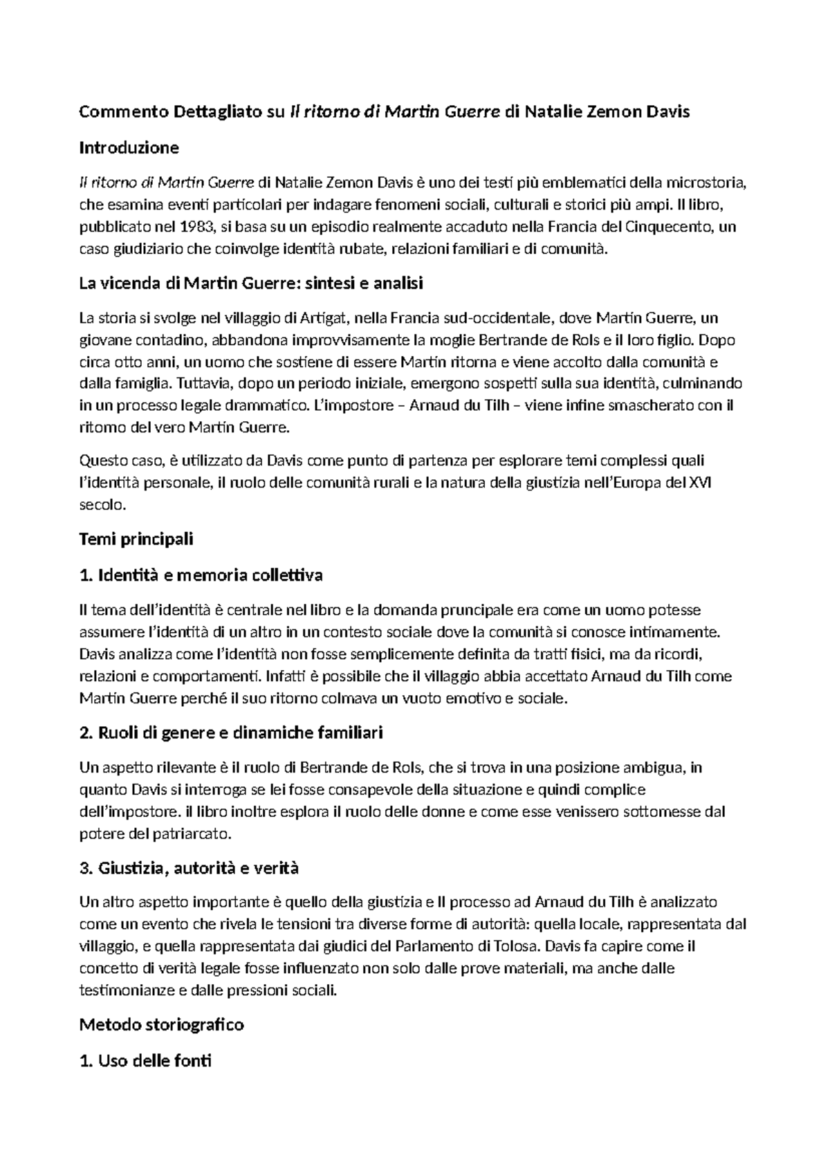 Analisi Dettagliata di "Il ritorno di Martin Guerre" - Corso STORIA 101 ...