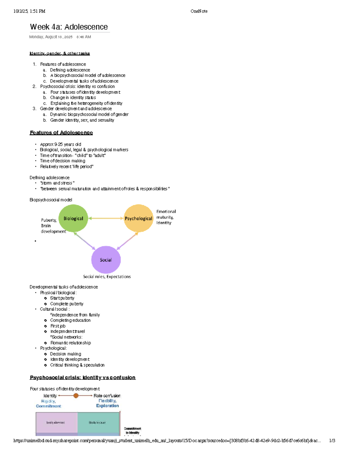 Week 4a: Adolescence - Identity & Gender Development Insights - Studocu