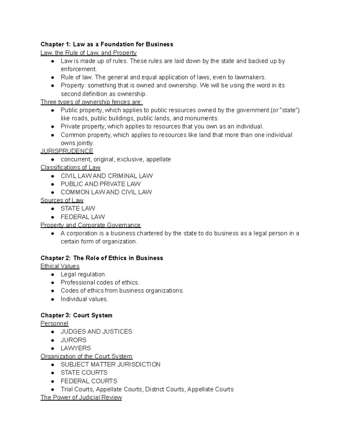 Study Guide for Business Law (Chapters 1-6) - Studocu