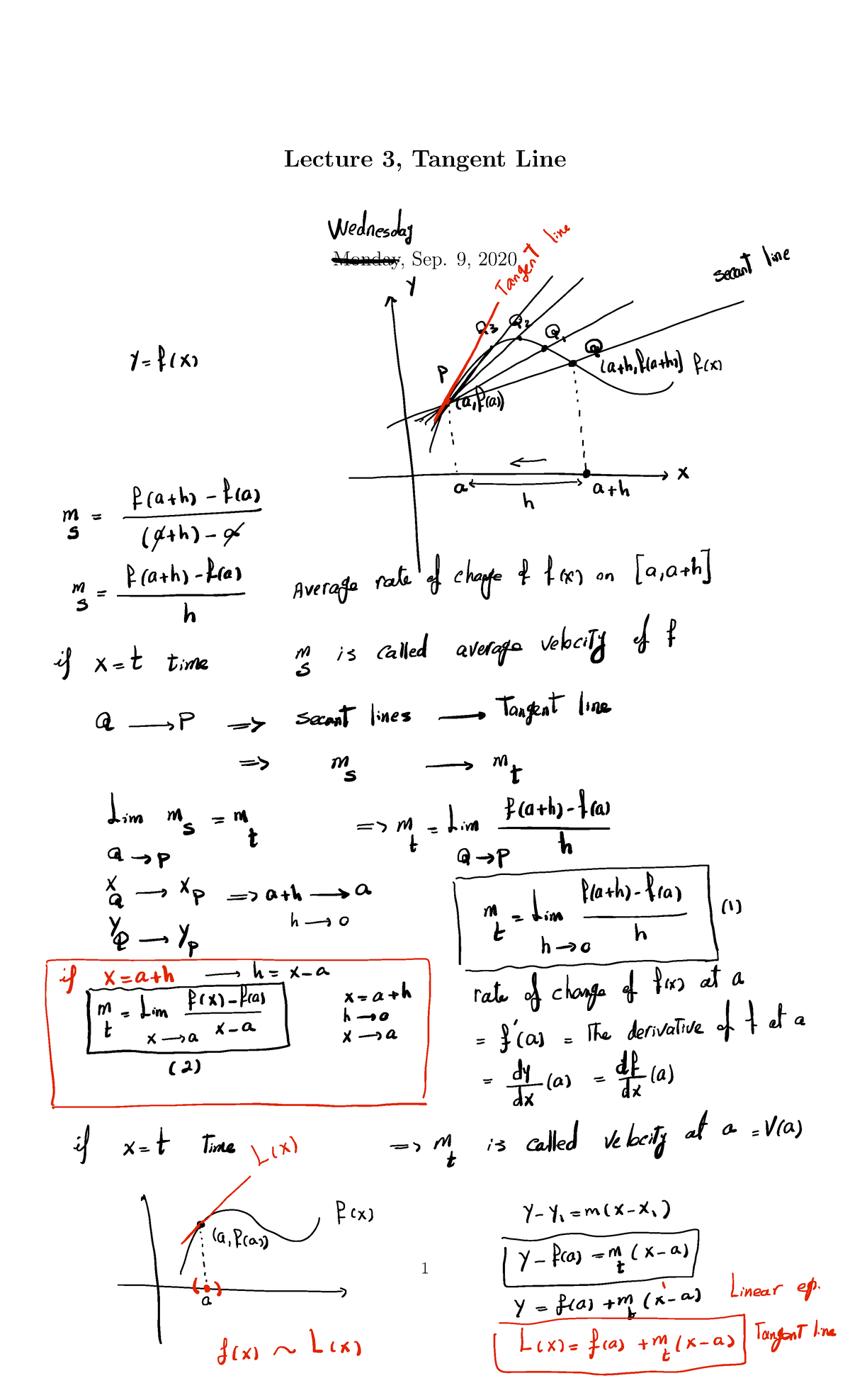 Lecture 3: Tangent Line & Exponential Functions Notes - Studocu