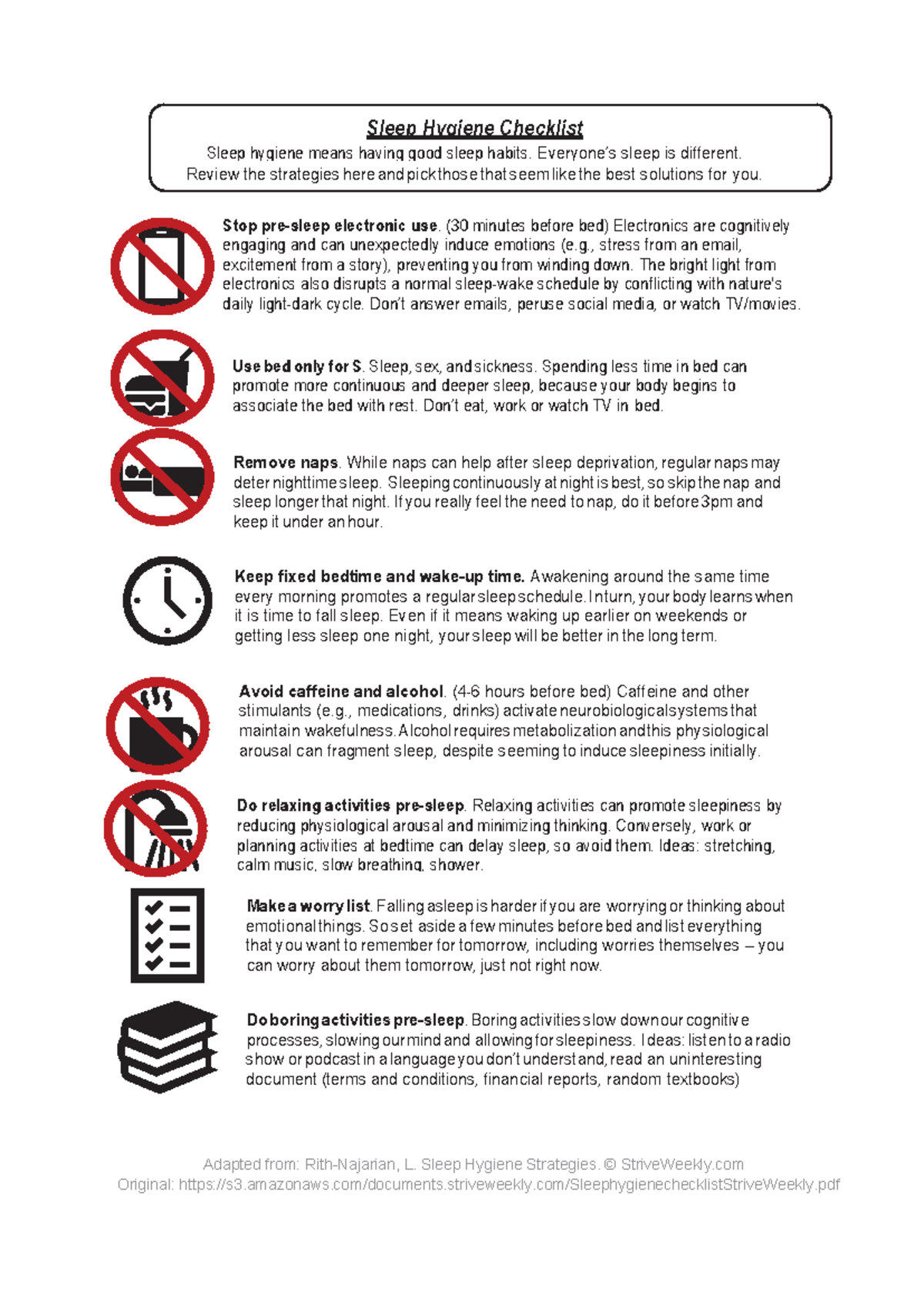 Sleep hygiene - Stop pre-sleep electronic use. (30 minutes before bed ...