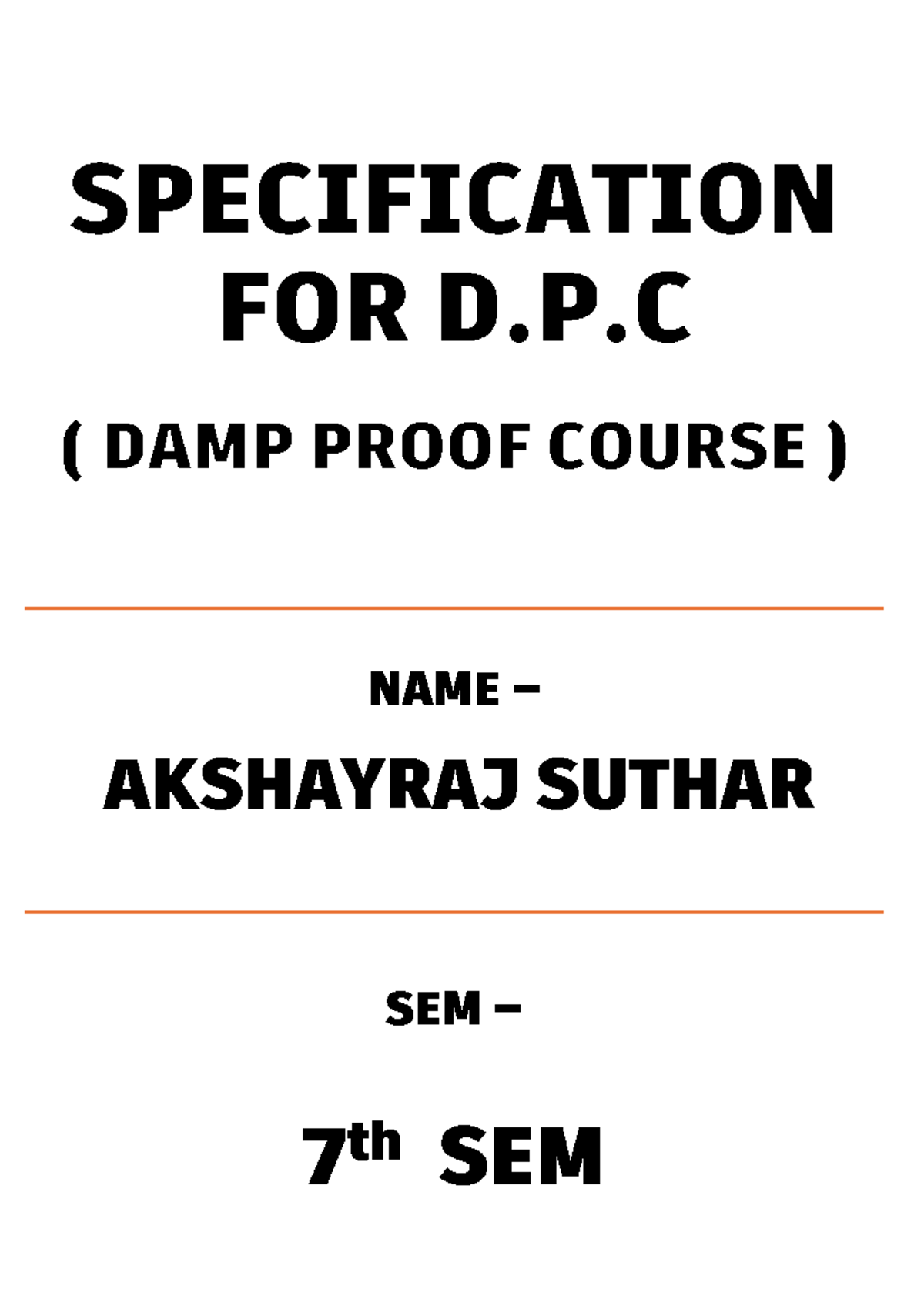 DPC 7th Sem Research Paper: Damp Proof Course & Membrane Analysis - Studocu