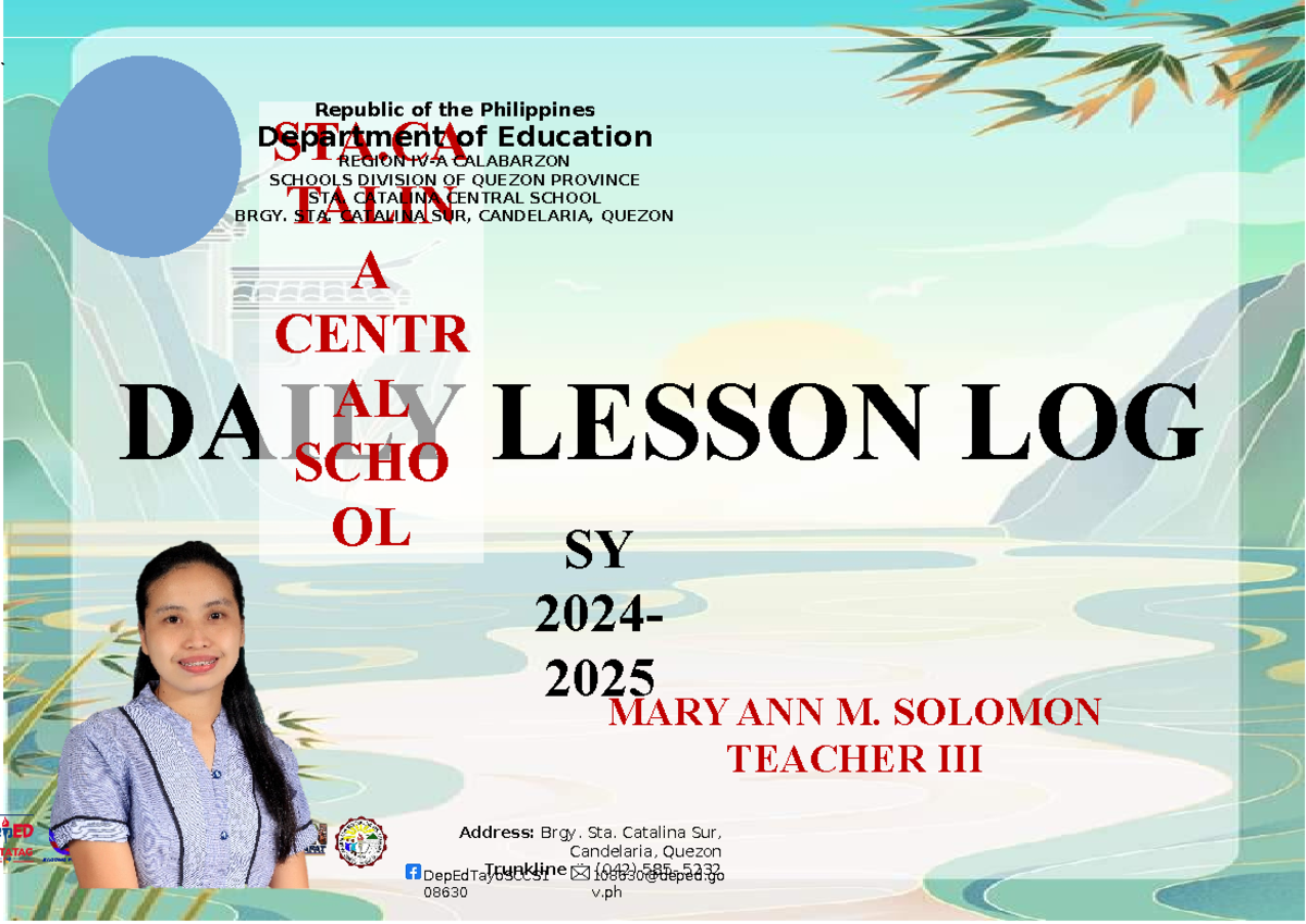 Front-DLL - Summary Teaching English in Elementary Grades - Address: Brgy. Sta. Catalina Sur ...