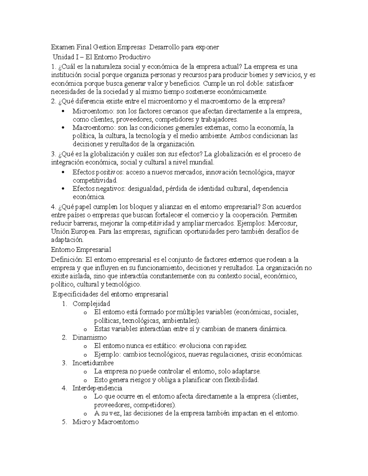 Examen Final GESTIÓN EMPRESAS: Entorno Productivo y Liderazgo - Studocu