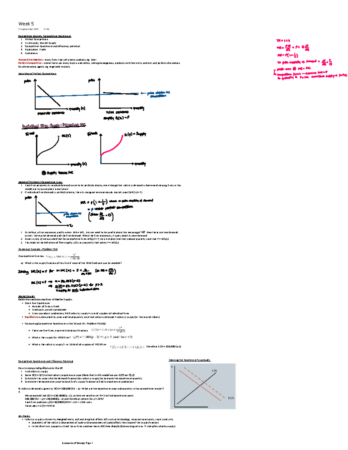 Week 5 ECON 101: Competitive Markets & Equilibrium Analysis - Studocu