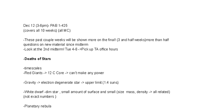 Astro 3 Final Exam Review: Key Concepts and Topics - Studocu