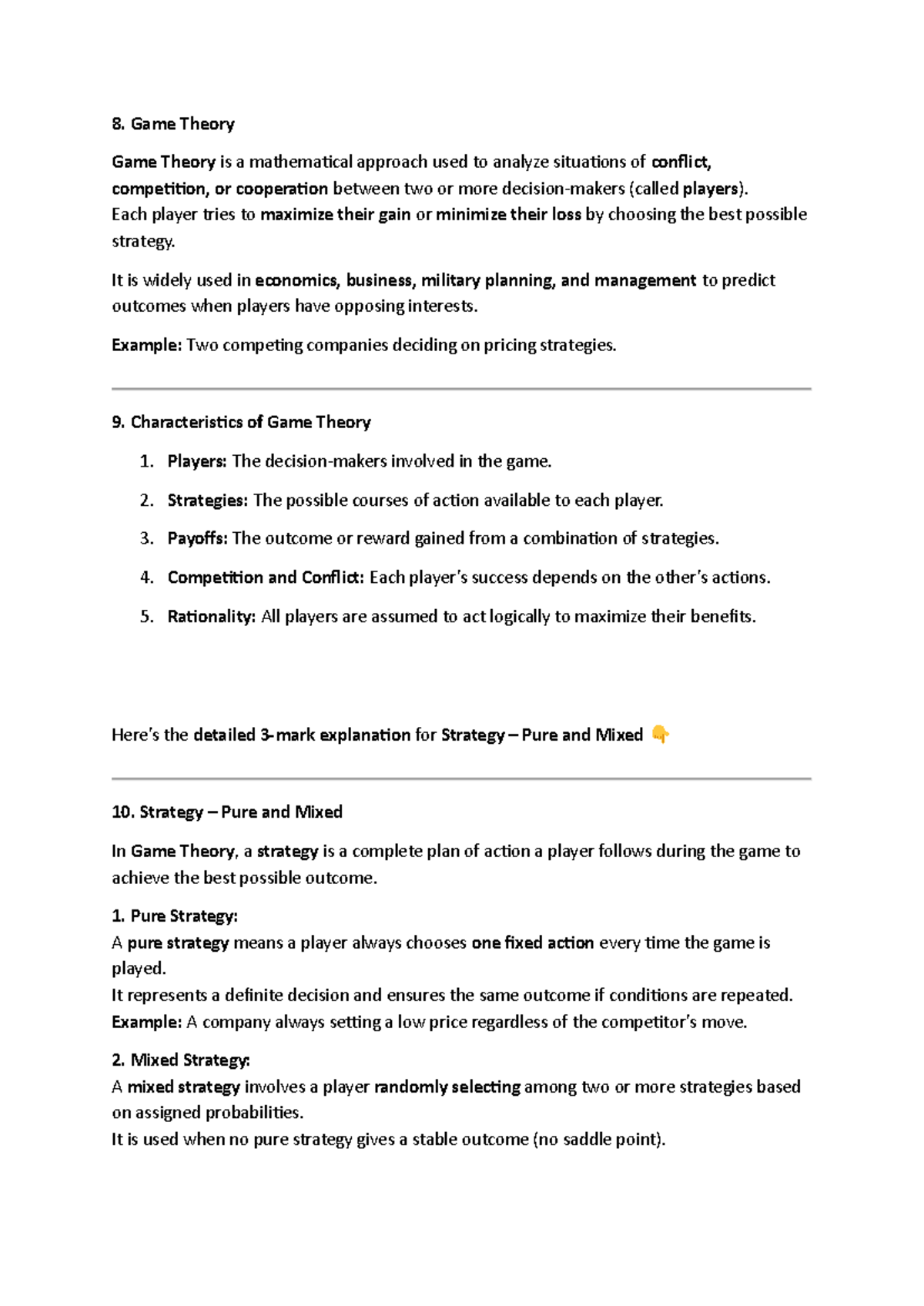 RMT Unit 5: Game Theory Concepts and Applications - Studocu