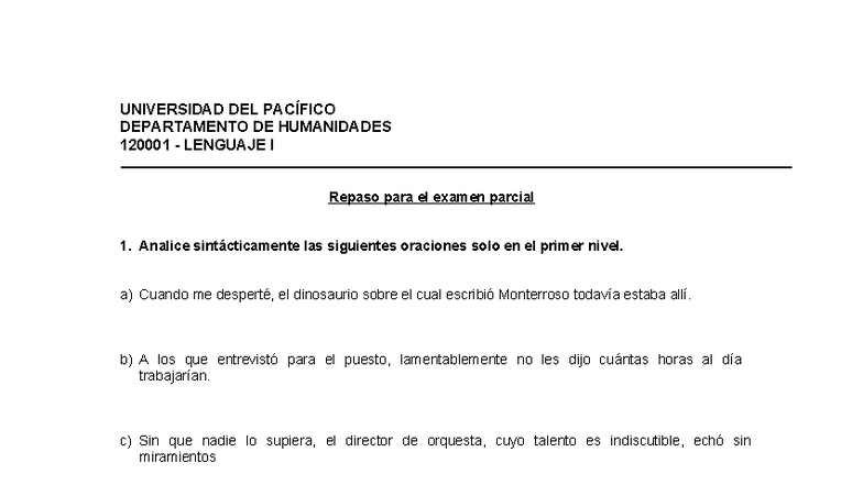 Repaso para el Examen Parcial 1 - Lenguaje I - Studocu