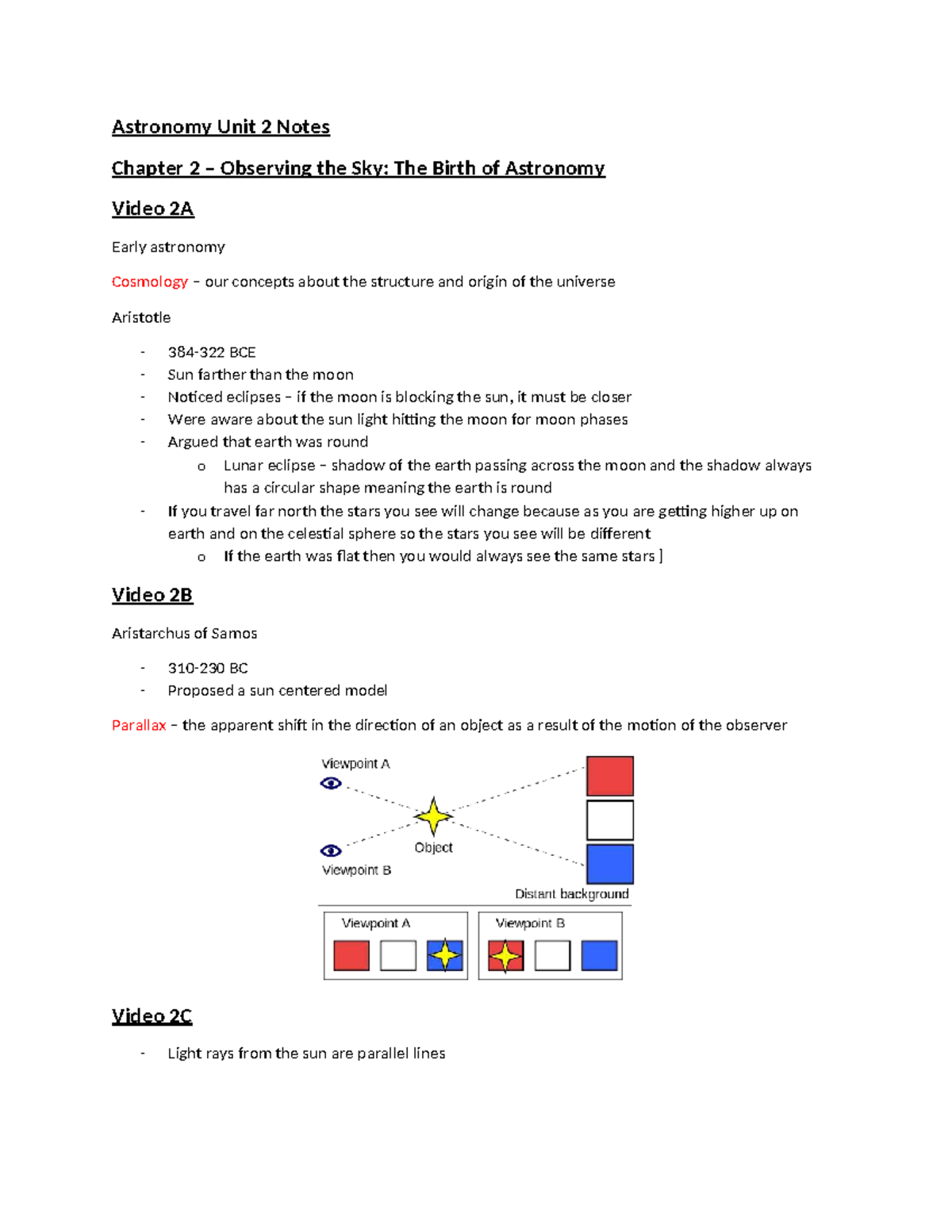 Astronomy Unit 2 Notes: Observing the Sky & Gravity Concepts - Studocu