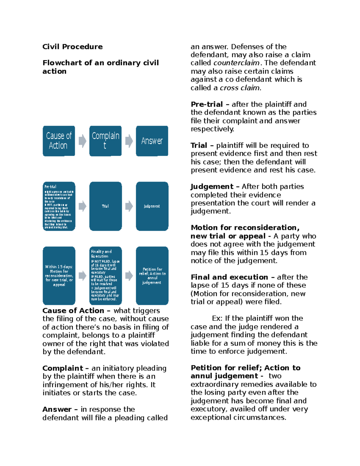 Civil Procedure Midterm Notes: Key Concepts and Processes - Studocu