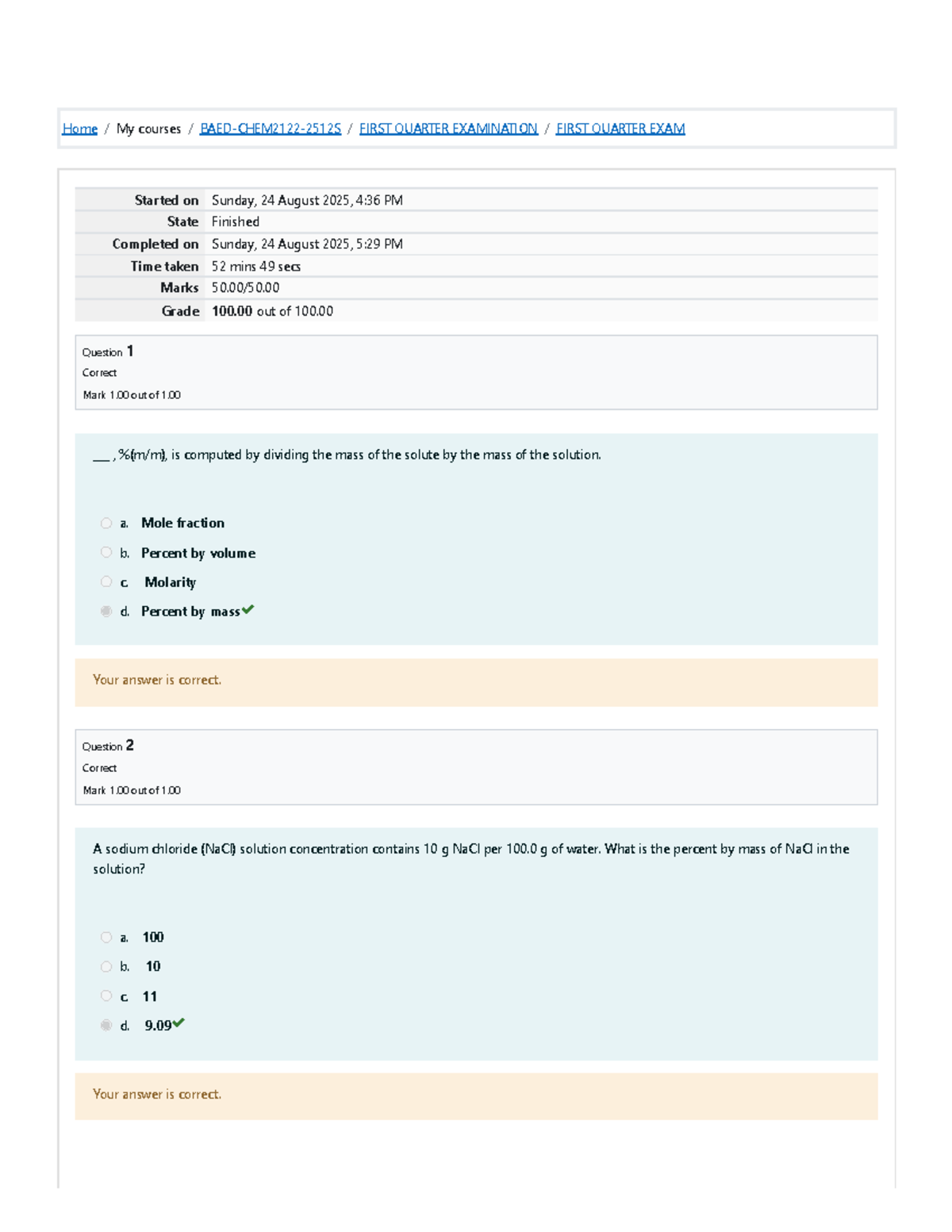 CHEM 101: First Quarter Exam Review Lecture Notes - Studocu