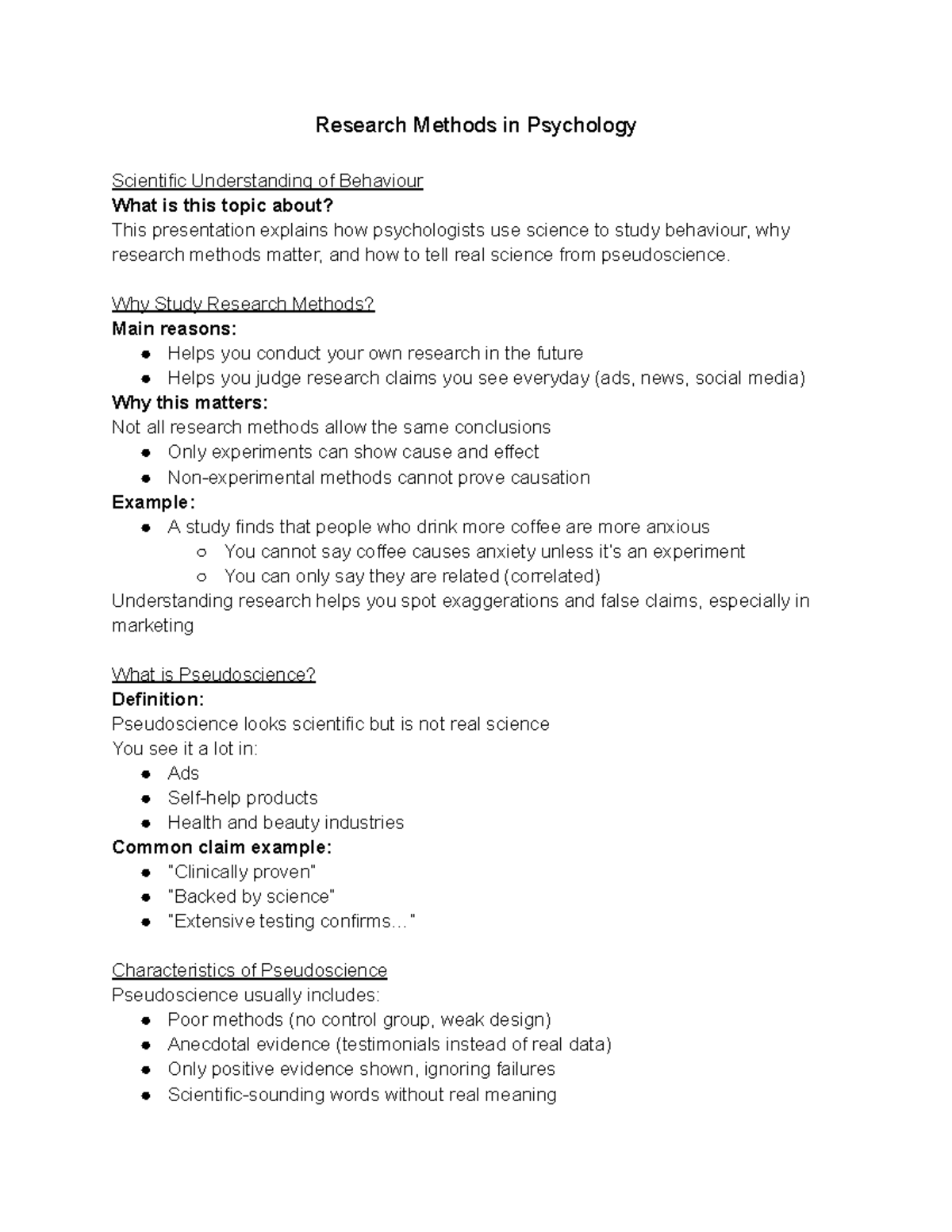 Research Methods in Psychology - Midterm Exam Overview - Studocu
