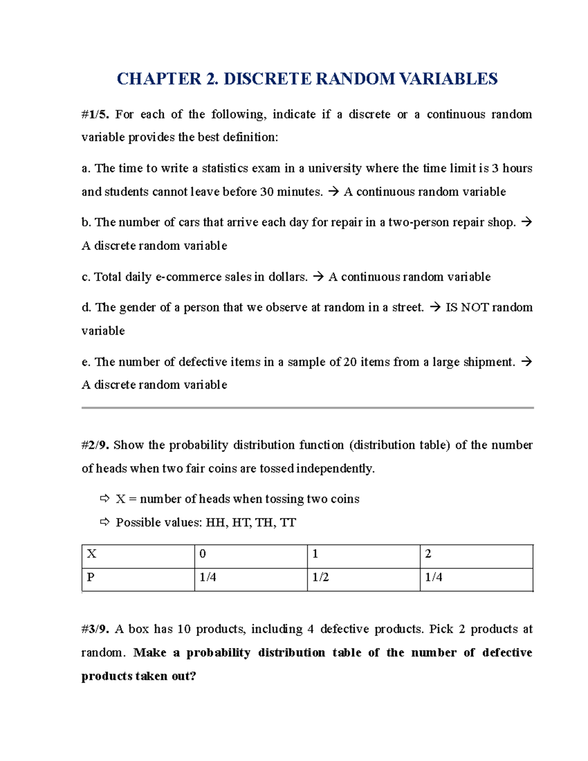 CH2 - Discrete Random Variables: Overview & Key Concepts - Studocu