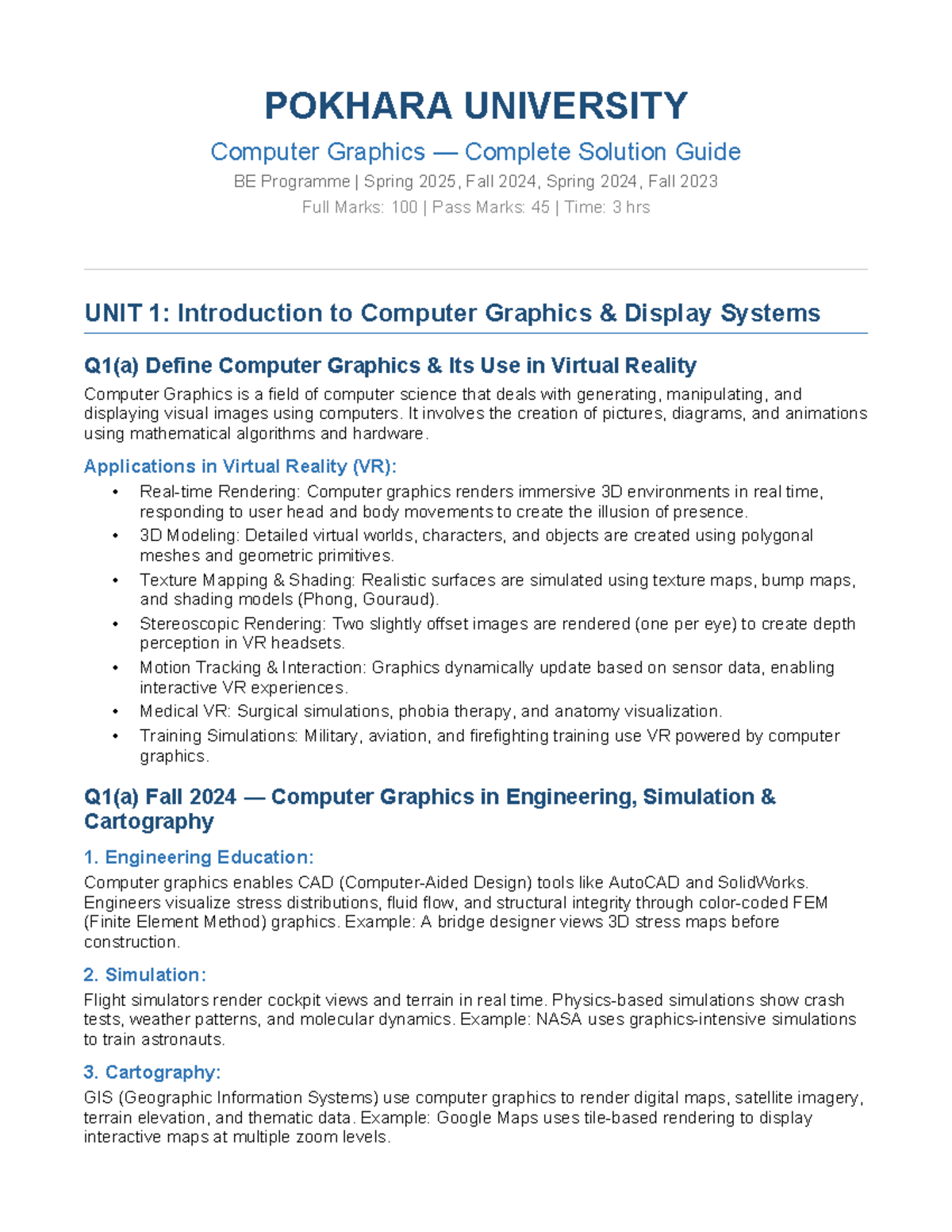 CG Complete Solutions Guide for POKHARA UNIVERSITY BE Programme - Studocu
