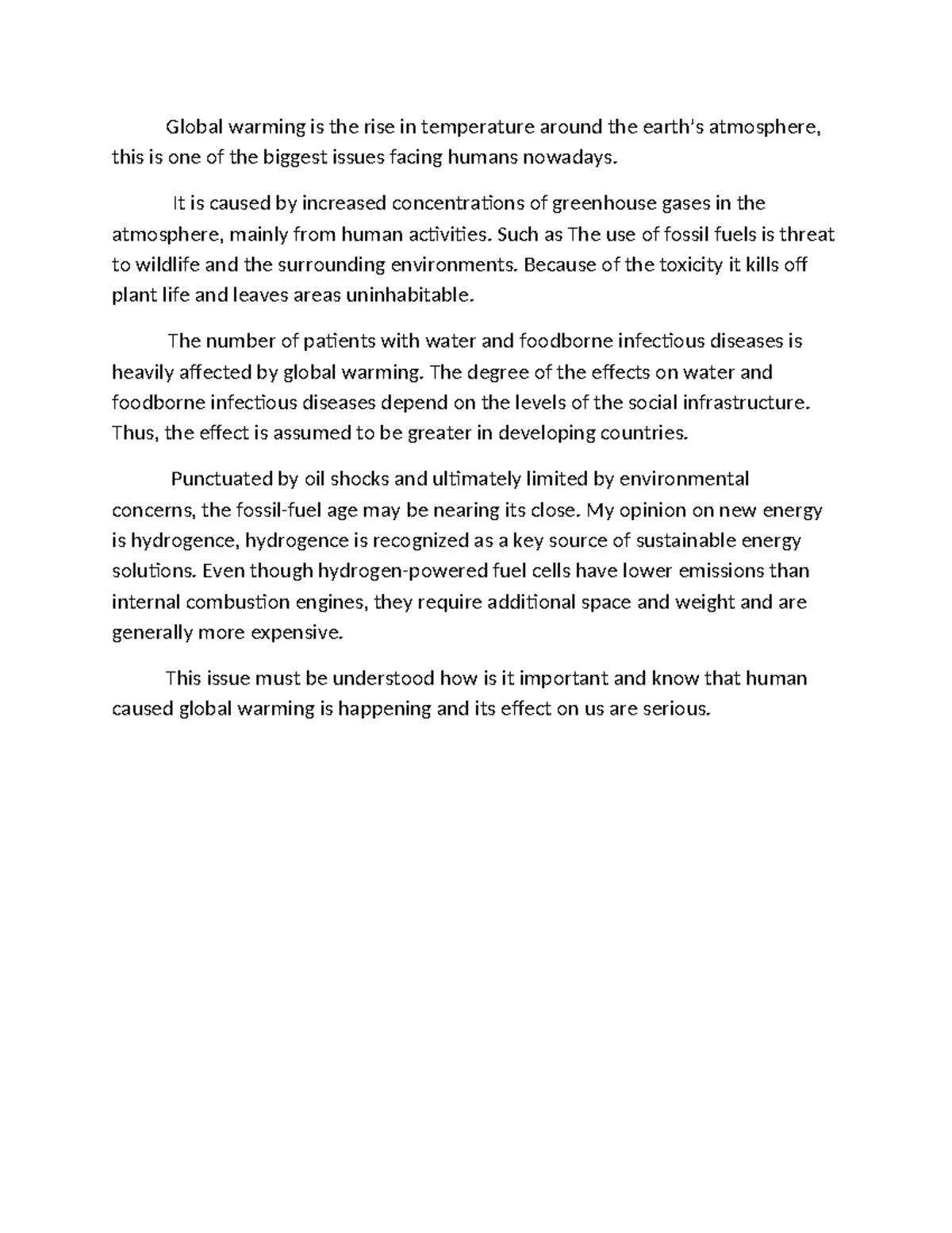Global warming (Writing 1)Ielts 4.5 - Global warming is the rise in ...
