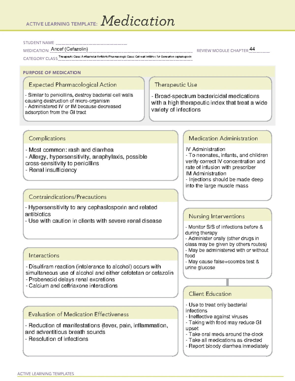 Drug card ketorolac (Toradol) - ACTIVE LEARNING TEMPLATES Medication ...