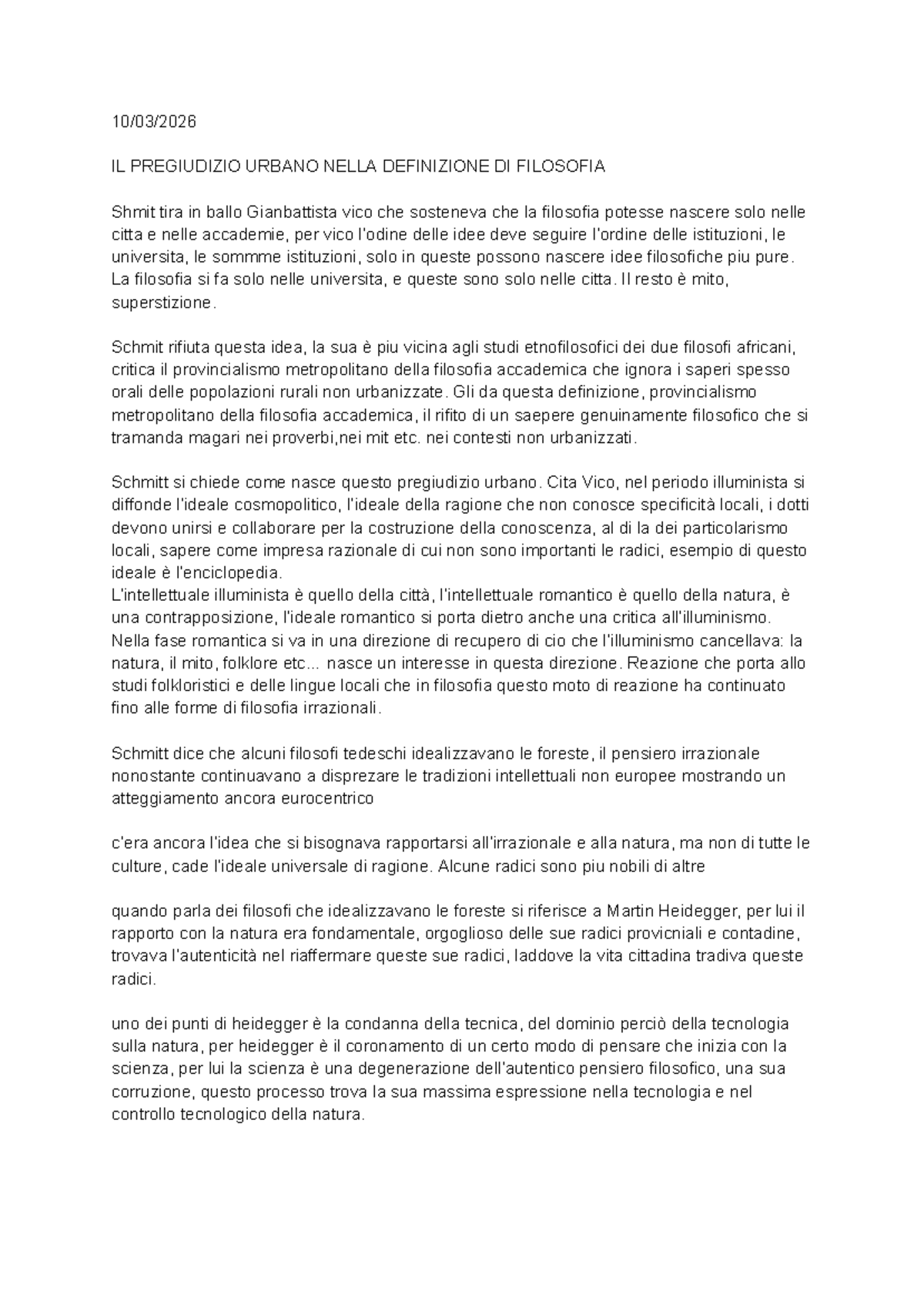IL PREGIUDIZIO URBANO NELLA FILOSOFIA: Appunti Lezione Teoretica UNIBO ...