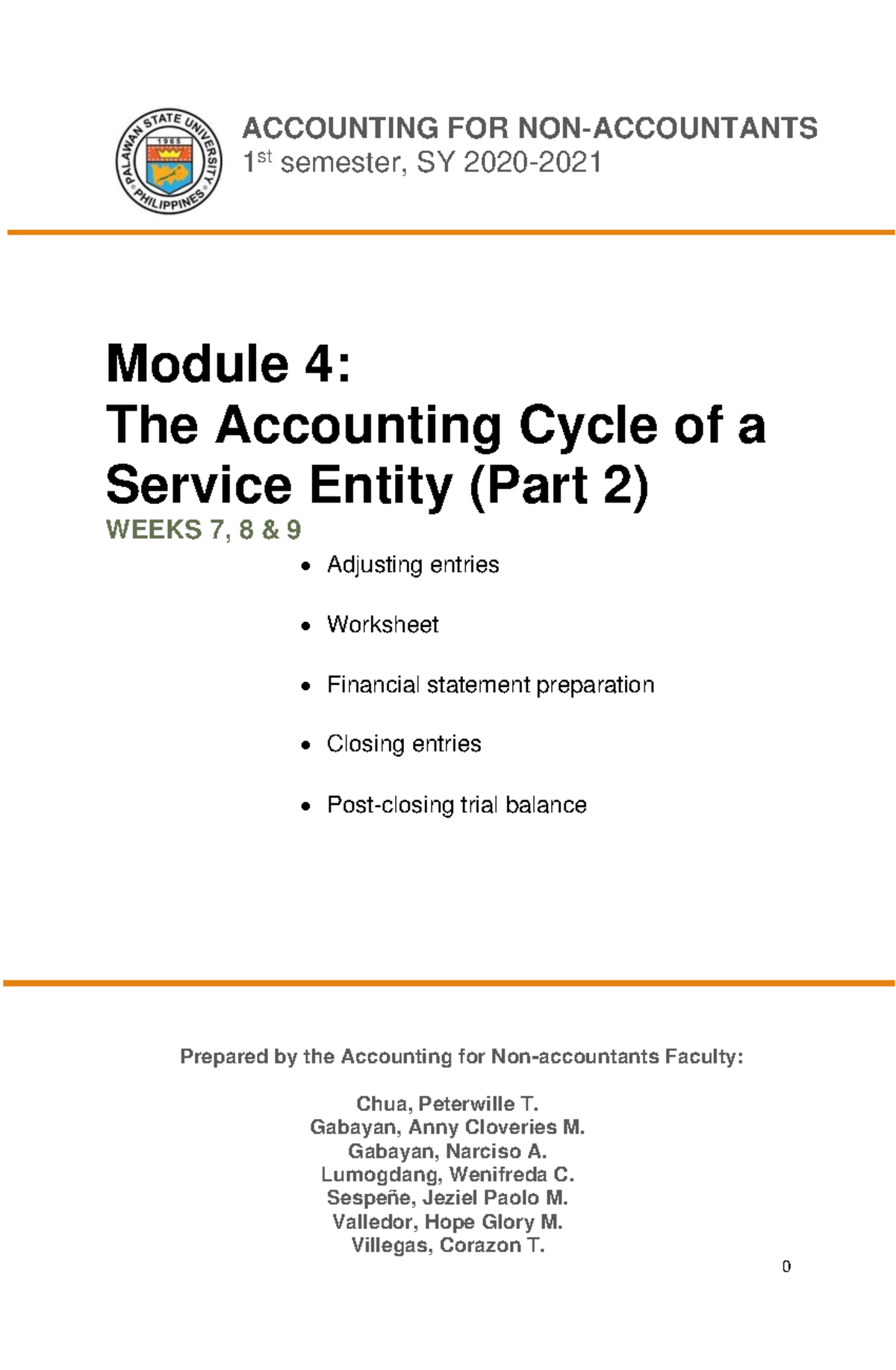 ACCT 101: Module 4 - The Accounting Cycle of a Service Entity (Part 2 ...