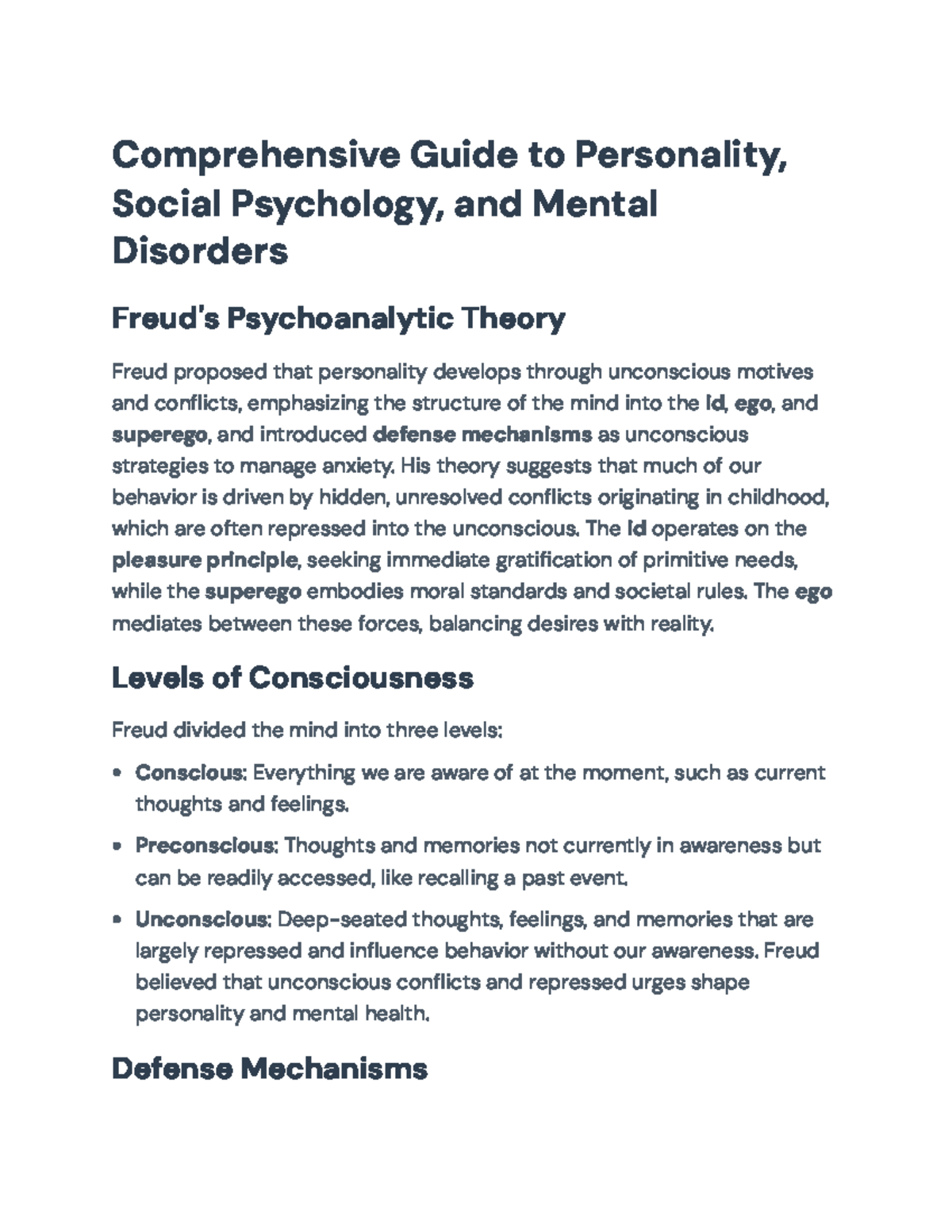 Comprehensive Overview of Psych Disorders & Treatment Strategies (PSY ...